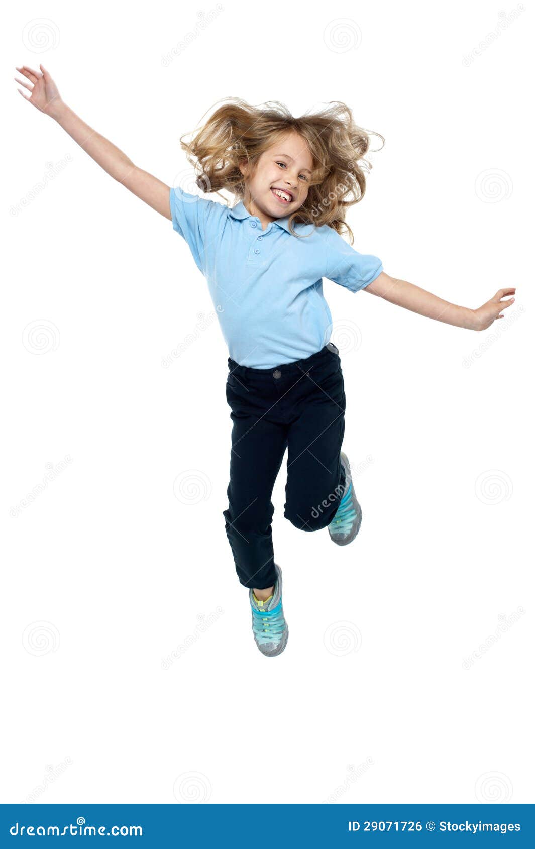 Energetic Young Child Jumping High Stock Photo - Image of background ...