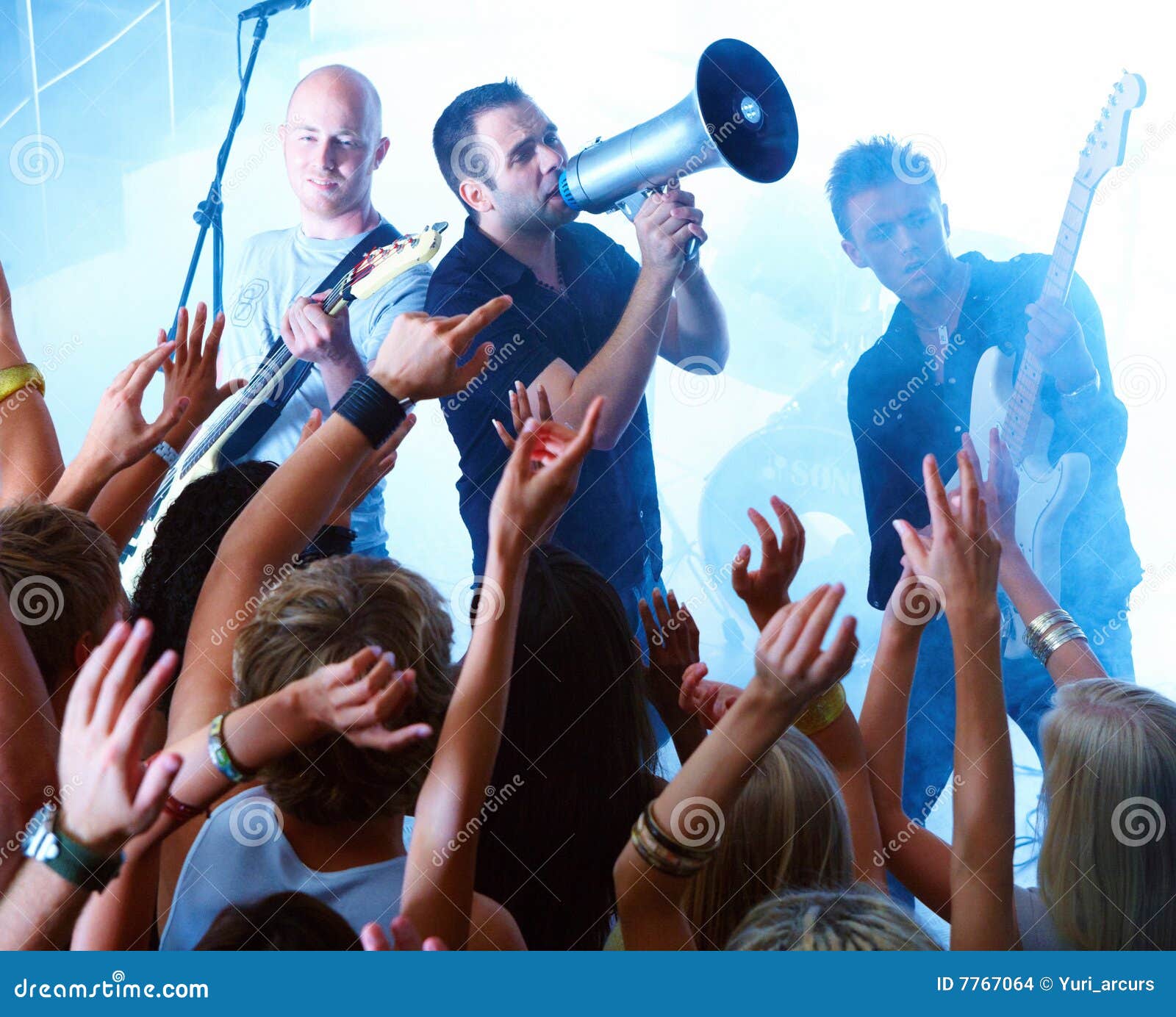 Energetic Young People Cheering Rock Band Stock Photo - Image of ...