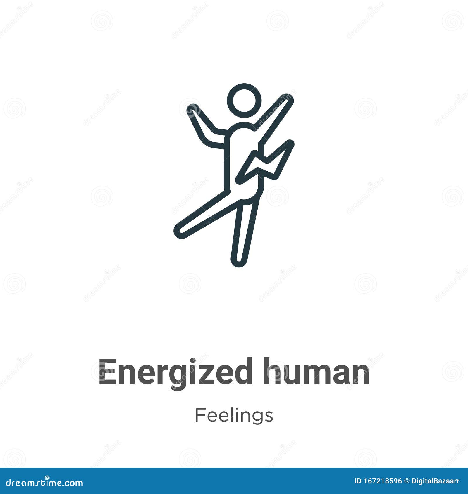 Energized Human Outline Vector Icon. Thin Line Black Energized Human ...