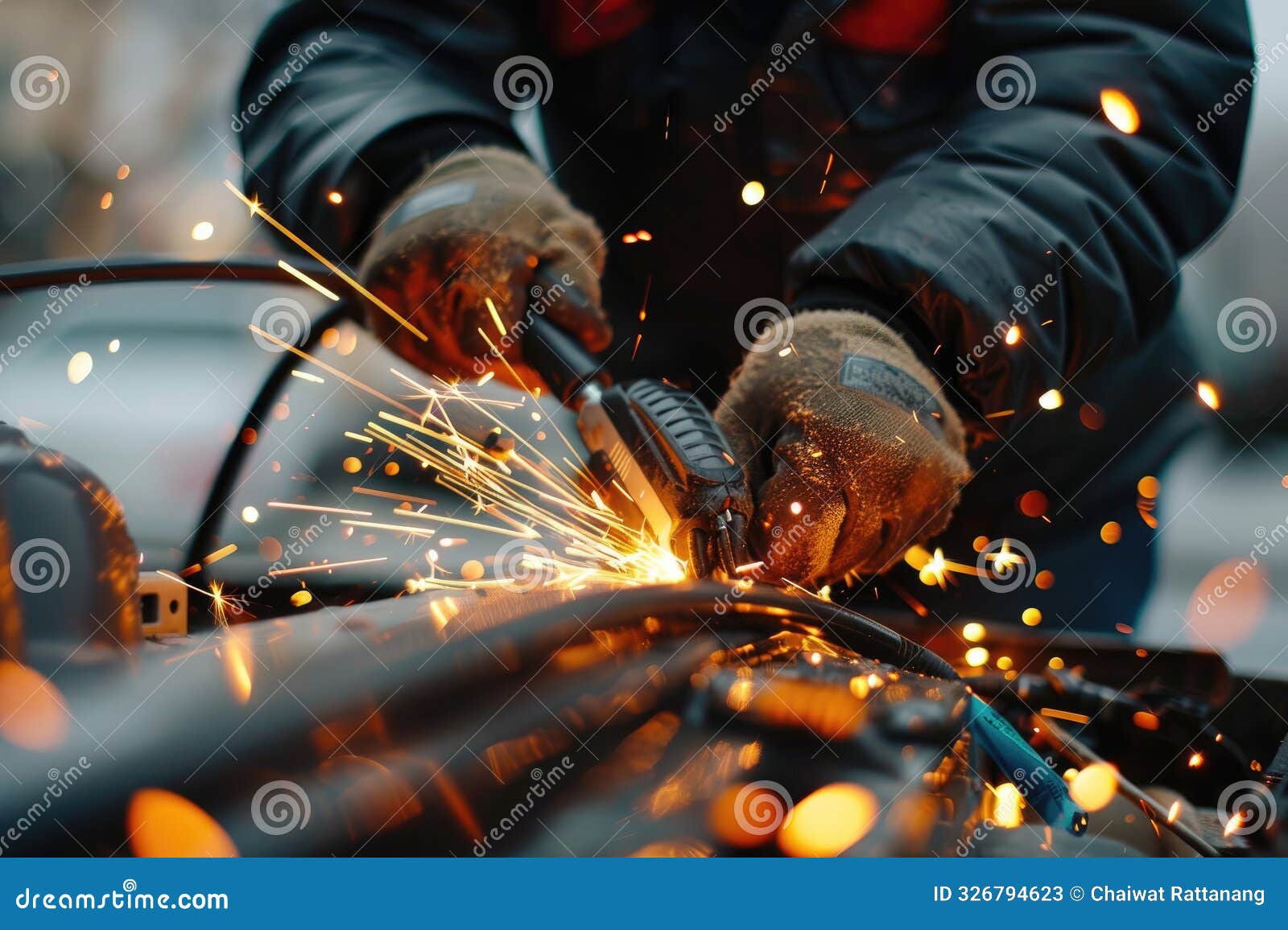 Energizing Car Battery with Jumper Cables Close-up of Sparks Flying ...