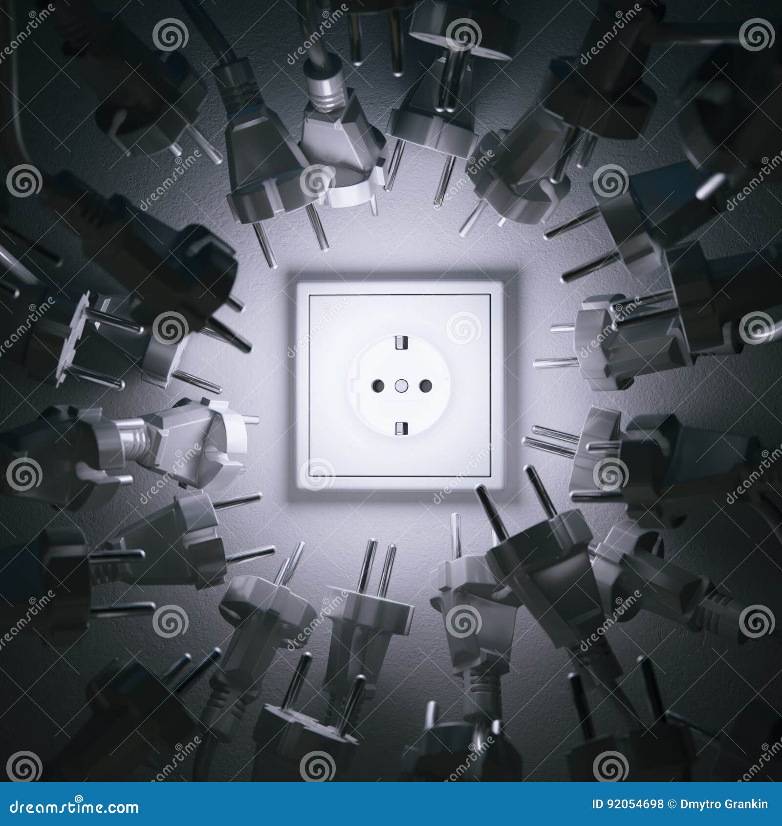 Energy Abstract Metaphor with Plugs in Studio 3D Render Stock ...