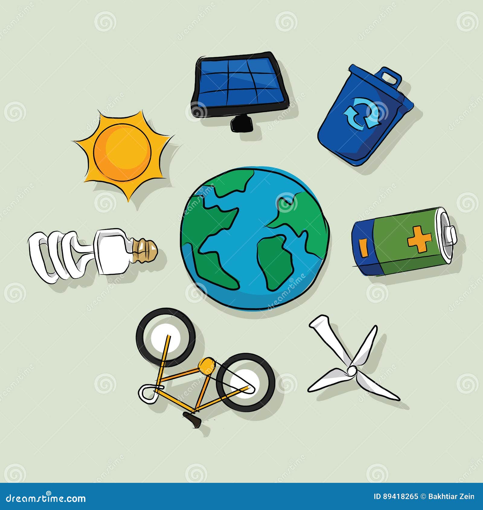 Energy Alternative Icons Solar Panel Wind Efficient Eco Friendly ...