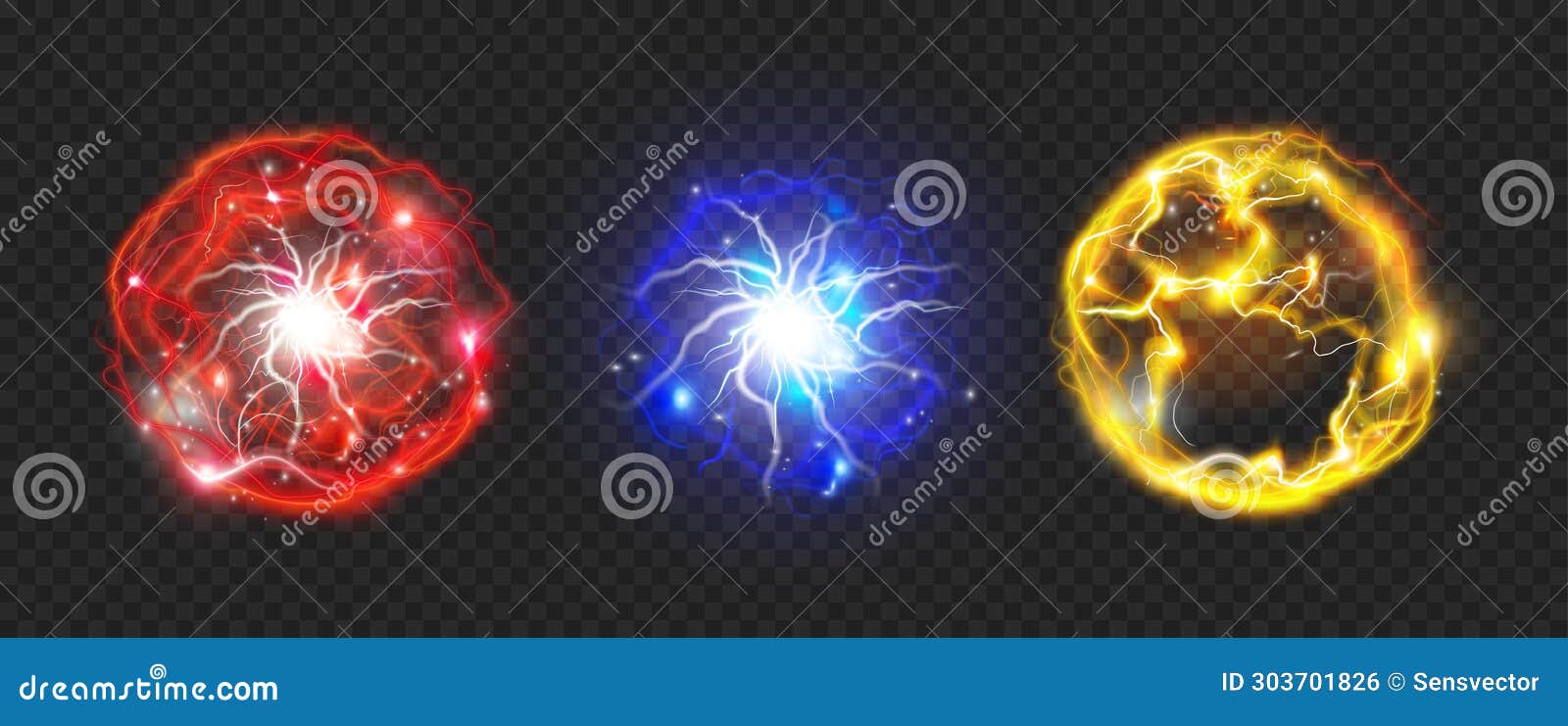 Energy Ball with Power Discharge Lightning Strike Stock Illustration ...