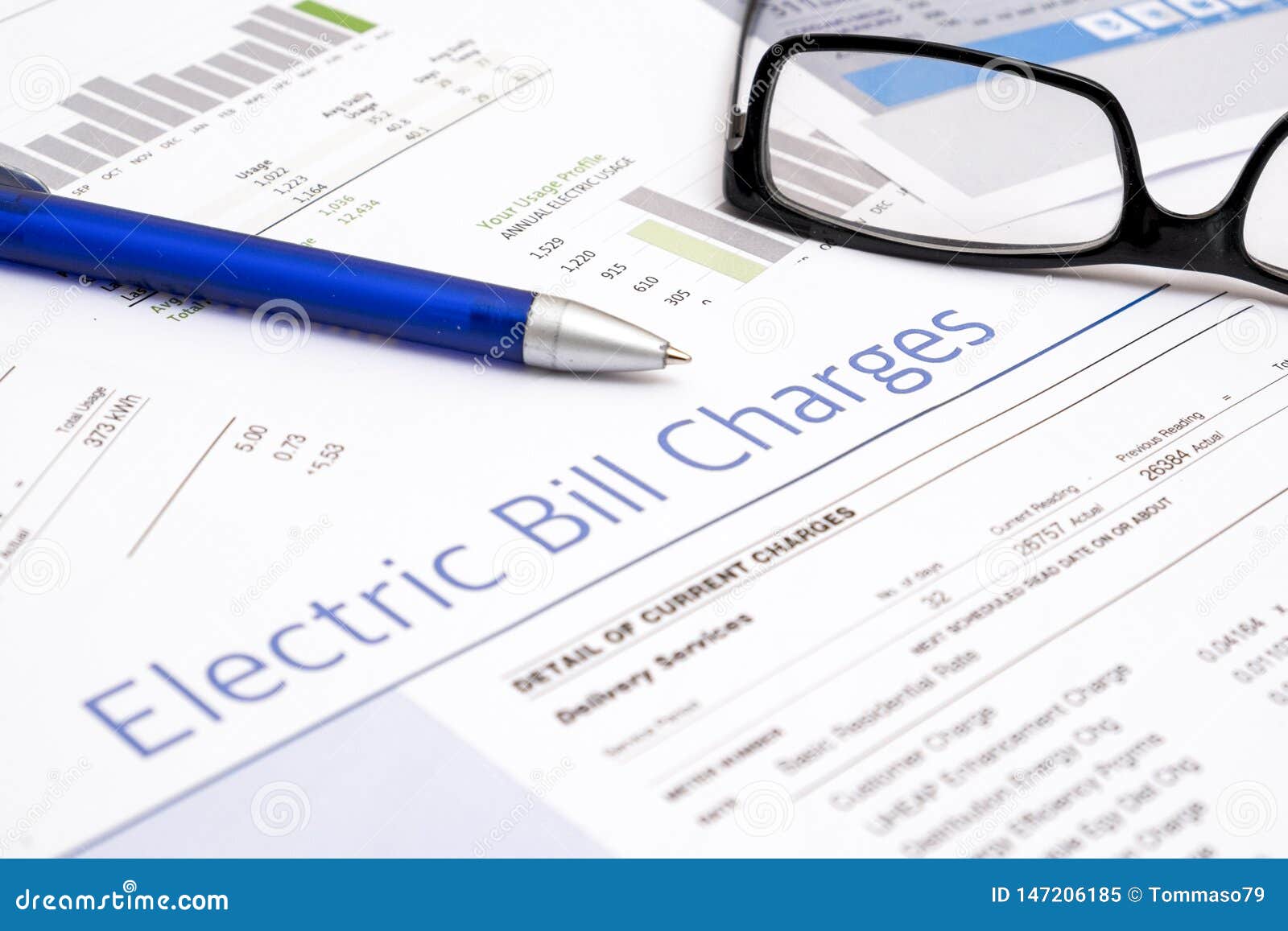 Energy Bill Paper Forms on the Table Closeup Stock Image - Image of ...