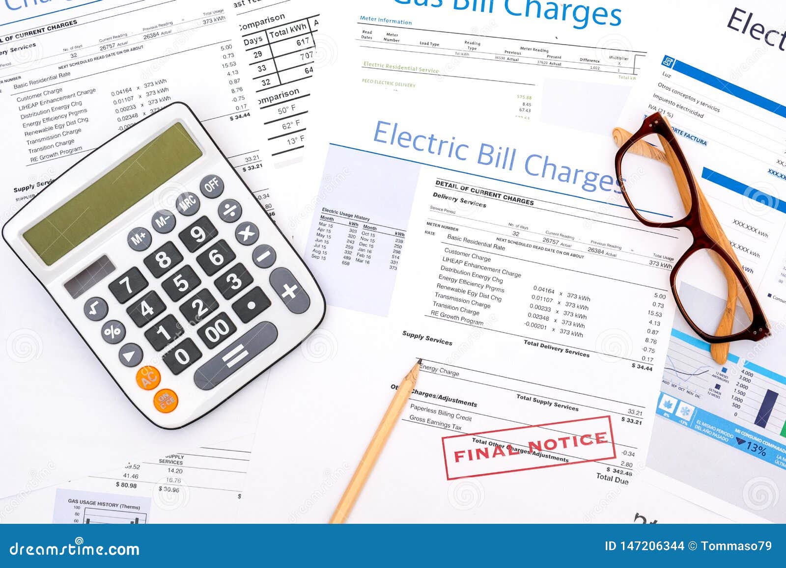Energy Bill Paper Forms on the Table Closeup Stock Photo - Image of ...