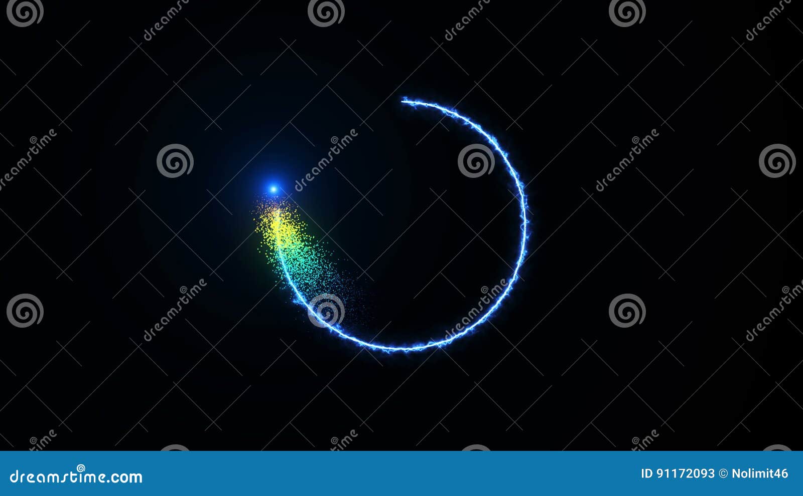 Energy Circle with a Flash on a Black Background Stock Illustration ...