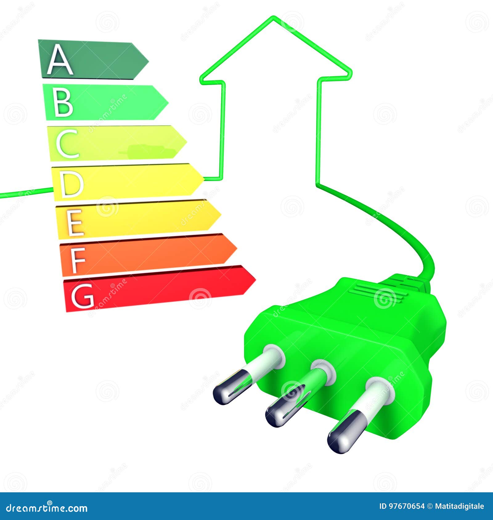 Energy class with cable stock illustration. Illustration of rendering ...