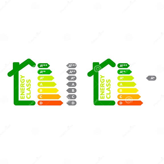 Energy Class House Efficiency Vector Label Stock Vector - Illustration ...