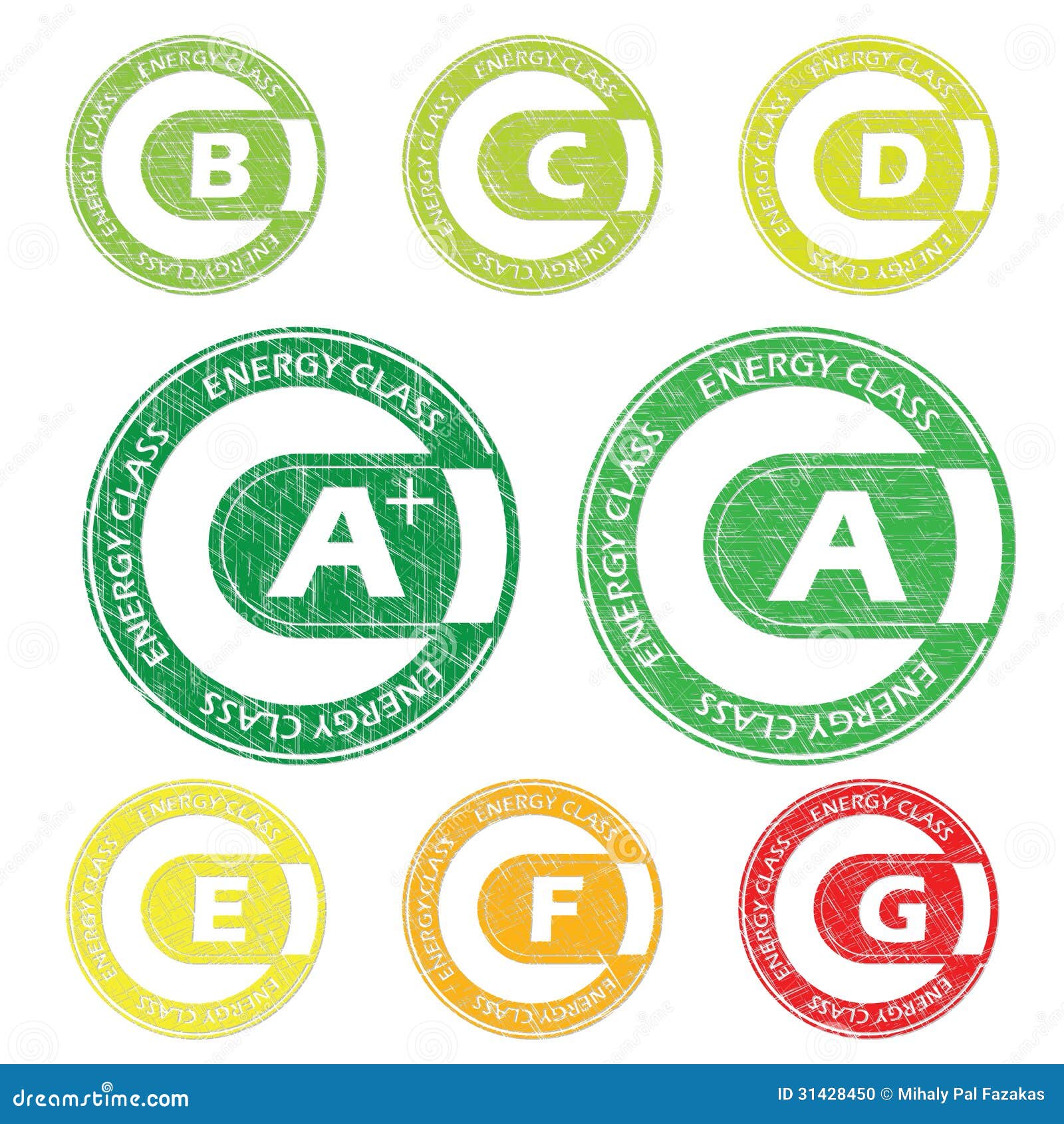 Energy Class Stamps from a+ To G Stock Vector - Illustration of high ...