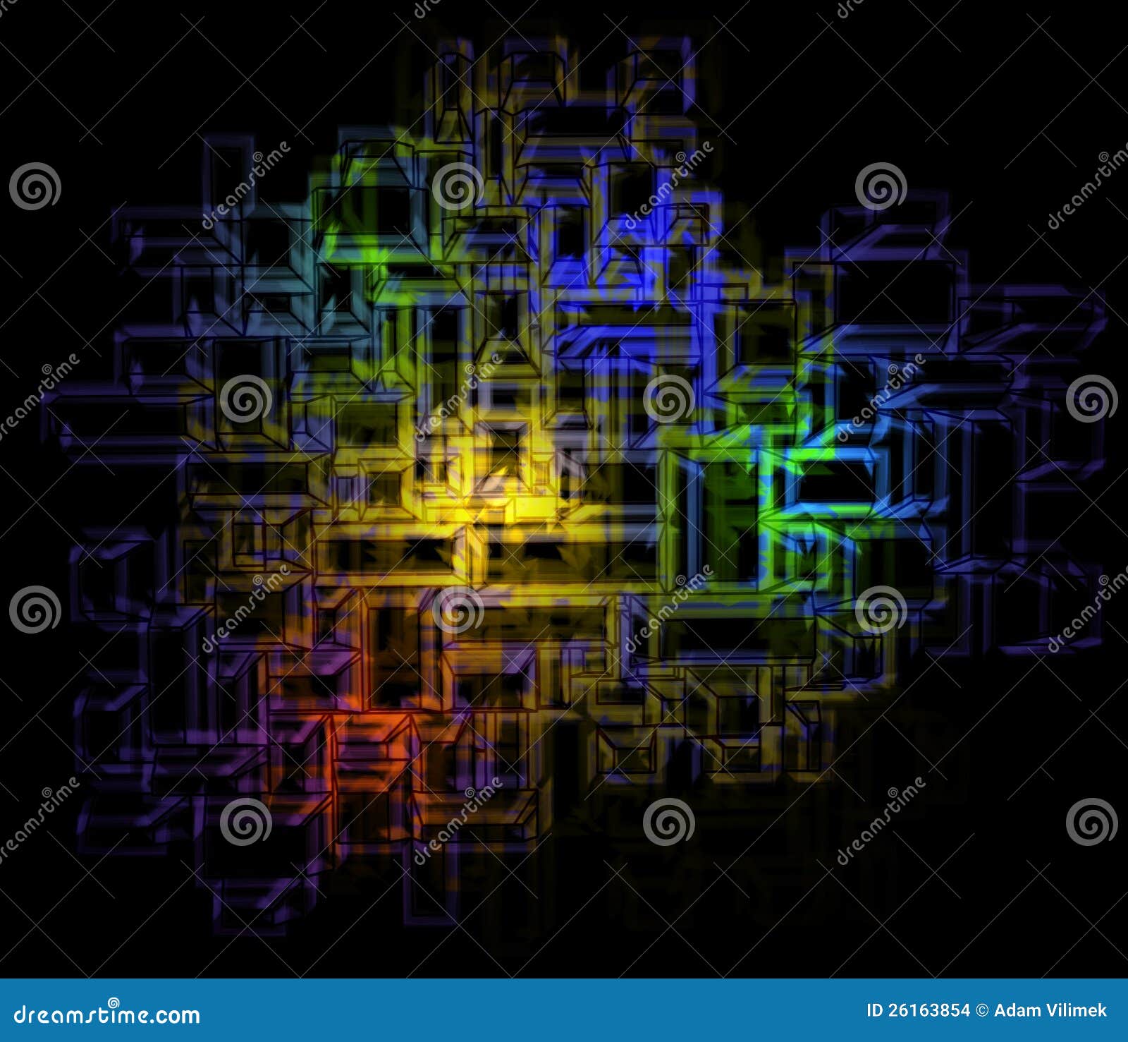 Energy Color Splash in Abstract Rectangular Lines Stock Illustration ...