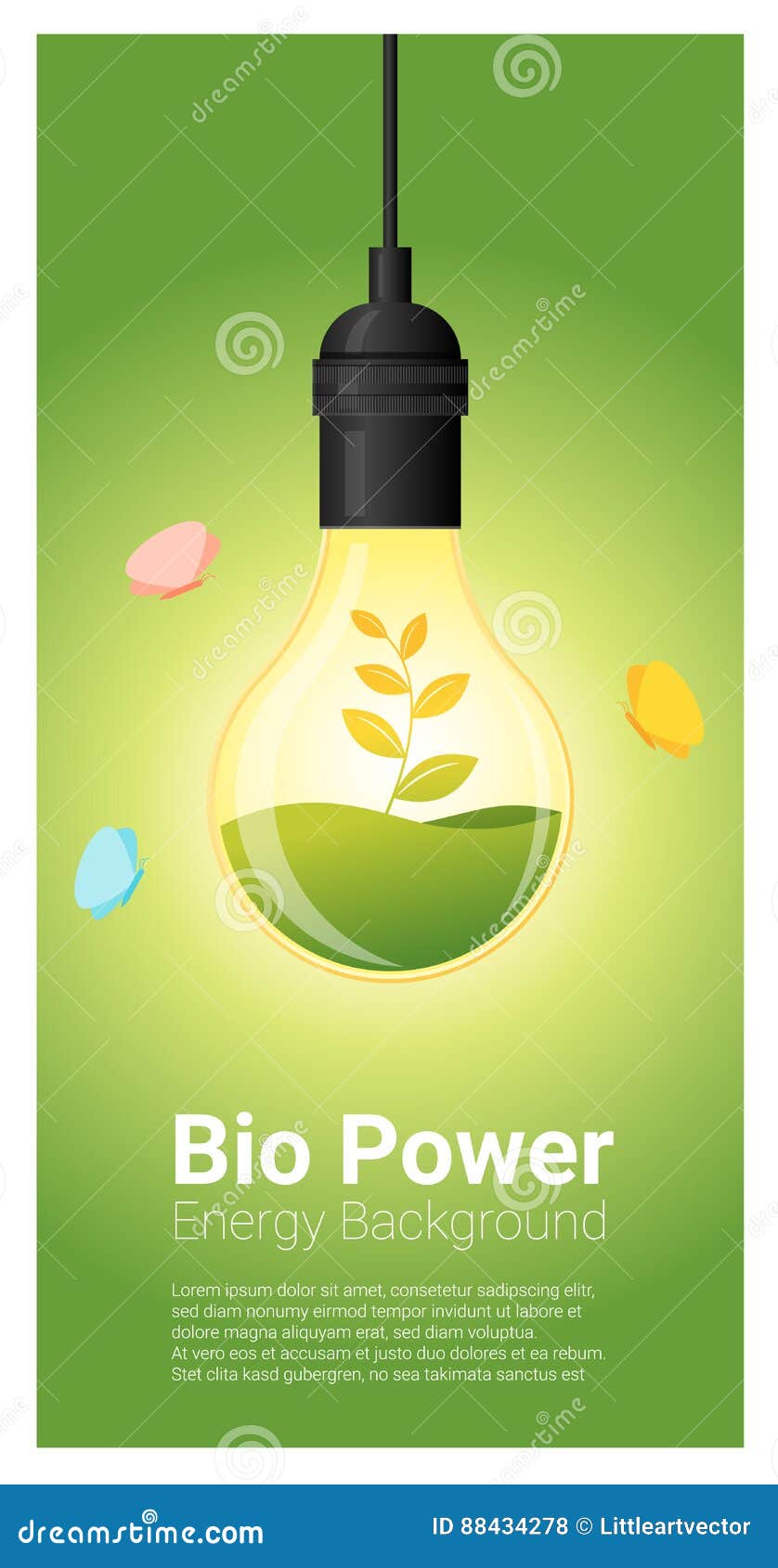 Energy Concept Background with Bio Energy in Light Bulb Stock Vector ...
