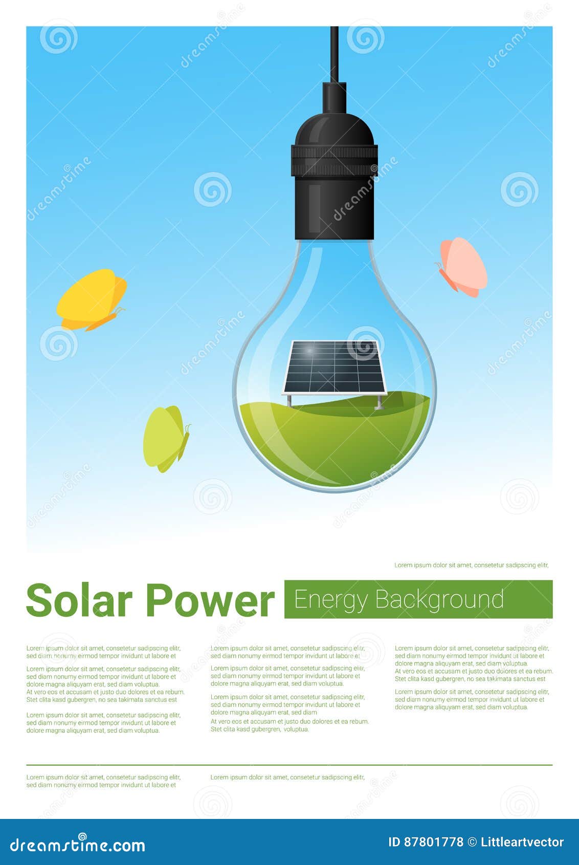 Energy Concept Background with Solar Panel in Light Bulb Stock Vector ...
