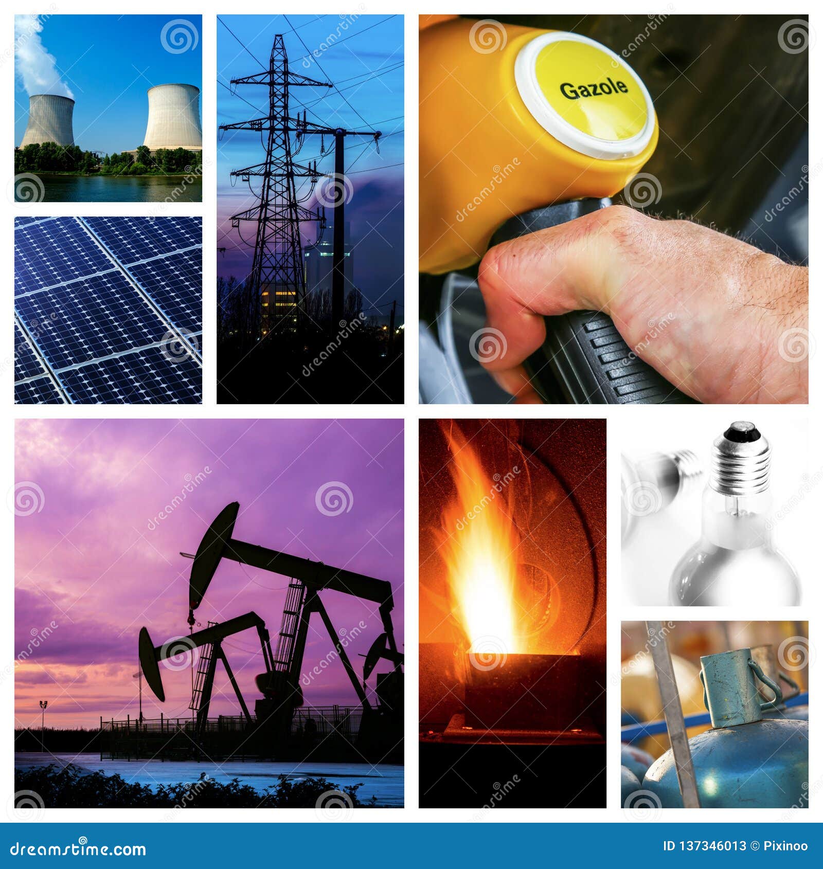 Energy Concept with Collage of Various Photo Stock Image - Image of ...
