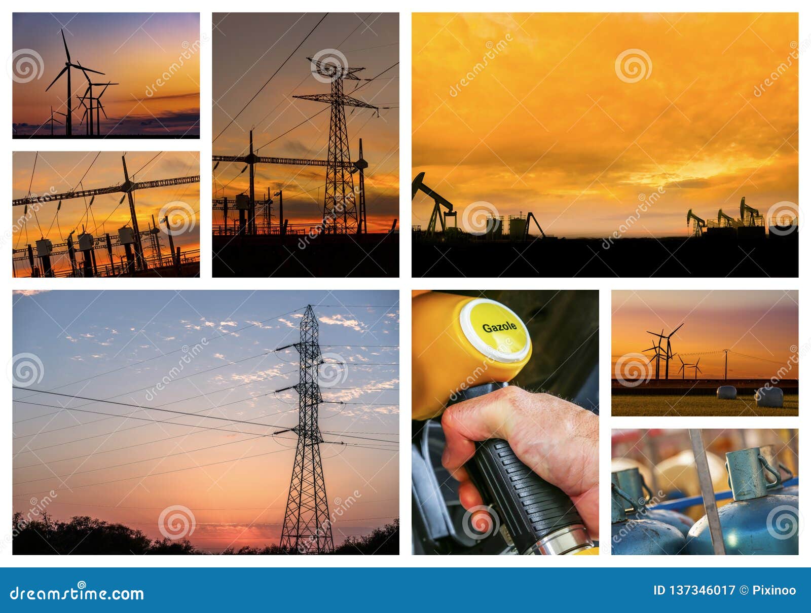 Energy Concept with Collage of Various Photo Stock Image - Image of ...