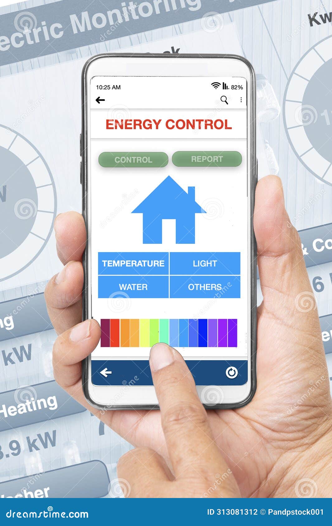 Energy Control Mobile Application on Smartphone Screen Stock Photo ...