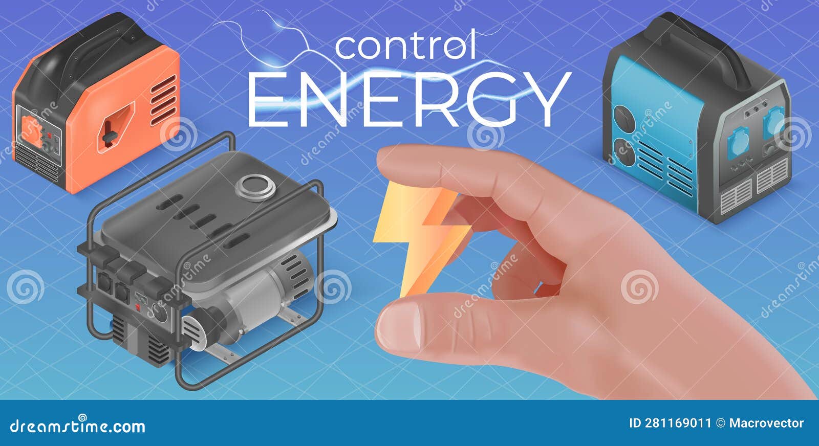 Energy Control Realistic Composition Stock Vector - Illustration of ...