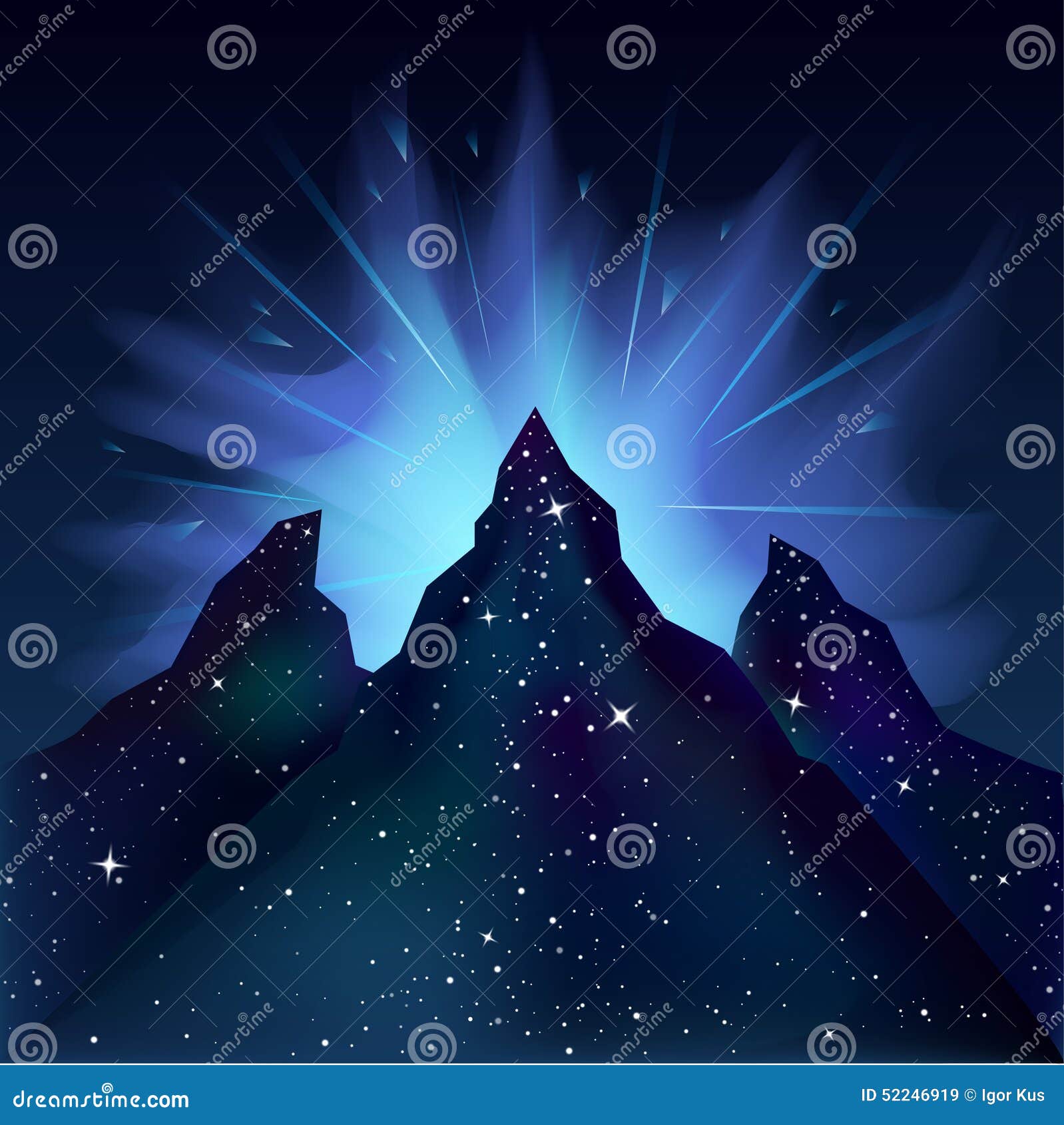 Energy Cosmic Explosion Over the Mountains Nebula Vector Space. Stock ...