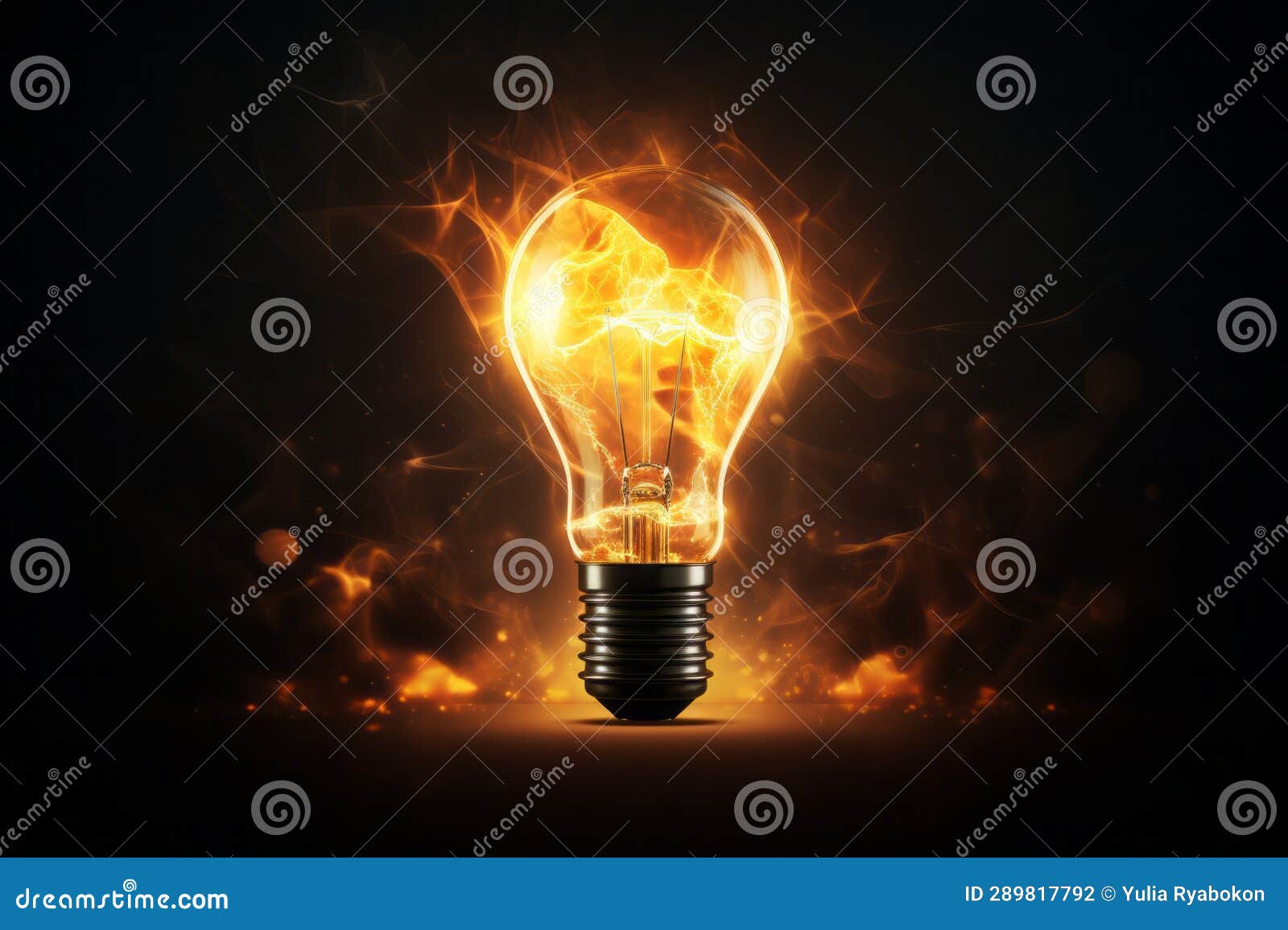 Energy Dark Fire Bulb Background. Generate AI Stock Illustration ...