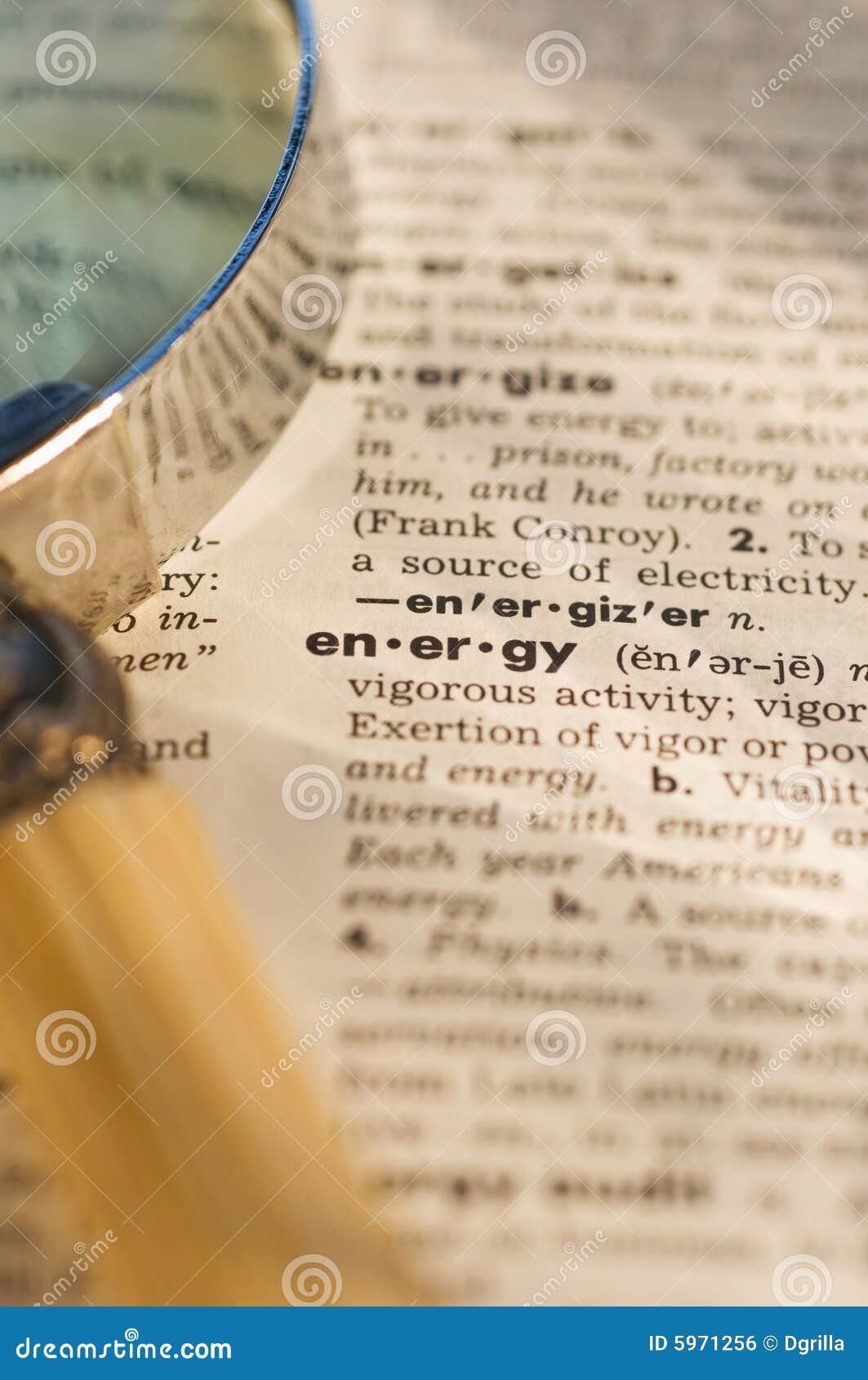 Energy in Dictionary with Magnifying Glass Stock Photo - Image of ...