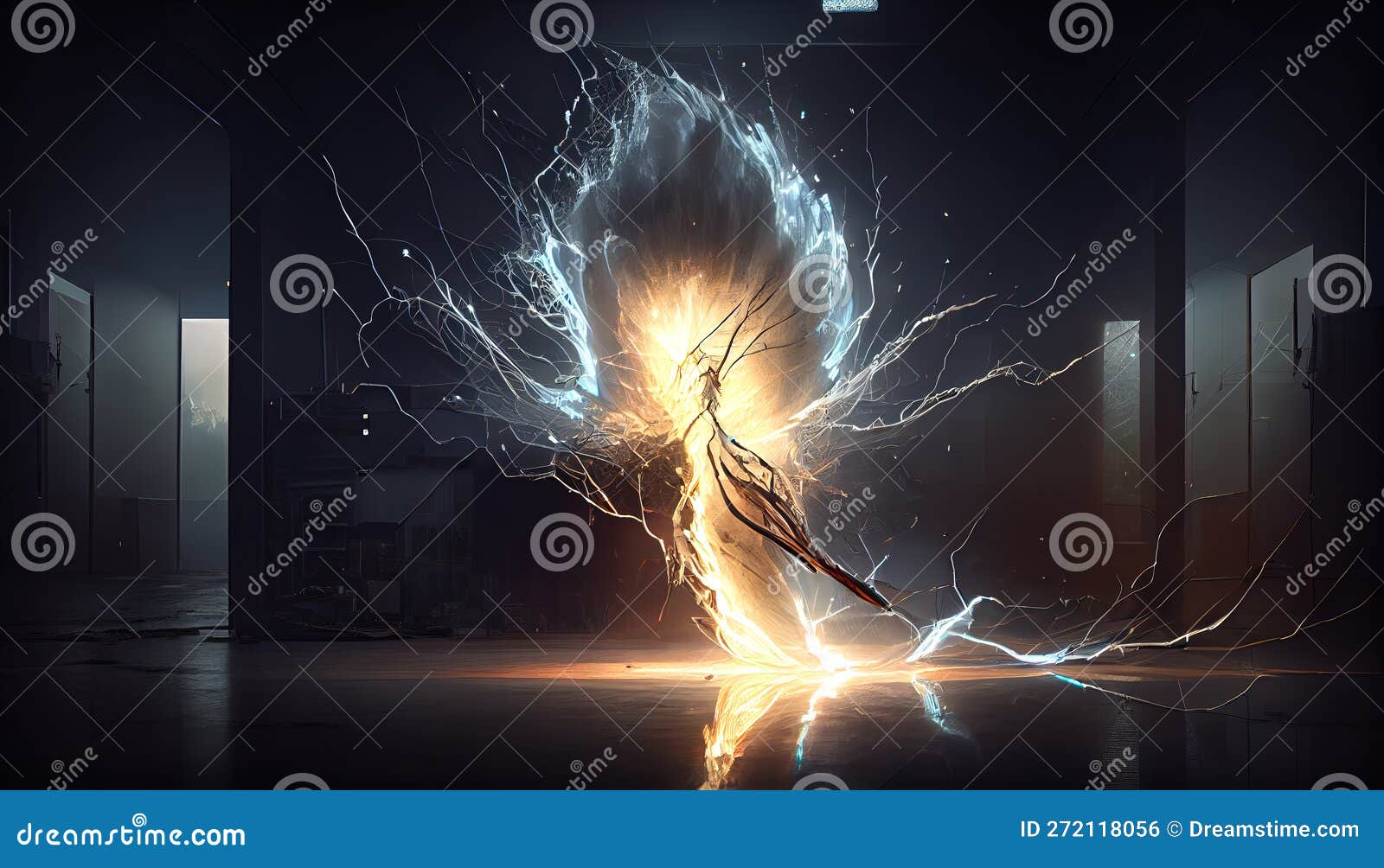 Energy Discharge Close Up Black Backdrop. AI Render Stock Illustration ...