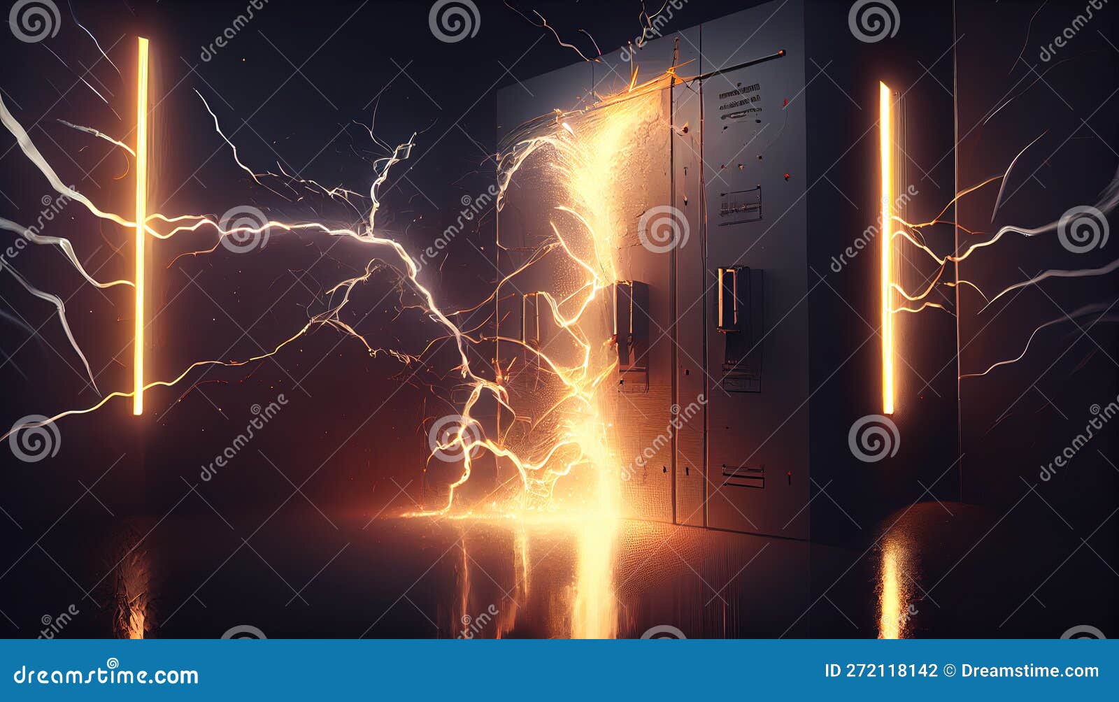 Energy Discharge Close Up Black Backdrop. AI Render Stock Illustration ...