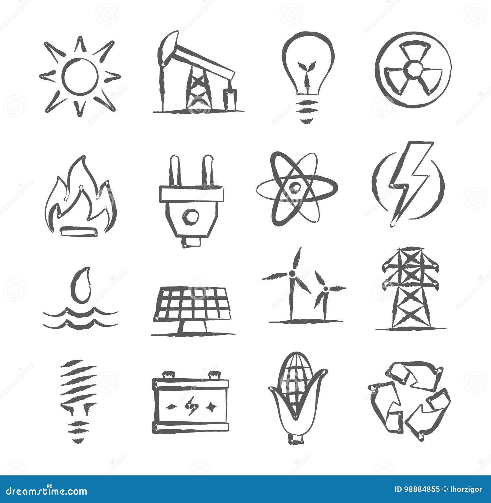 Energy doodle icons stock vector. Illustration of bright - 98884855