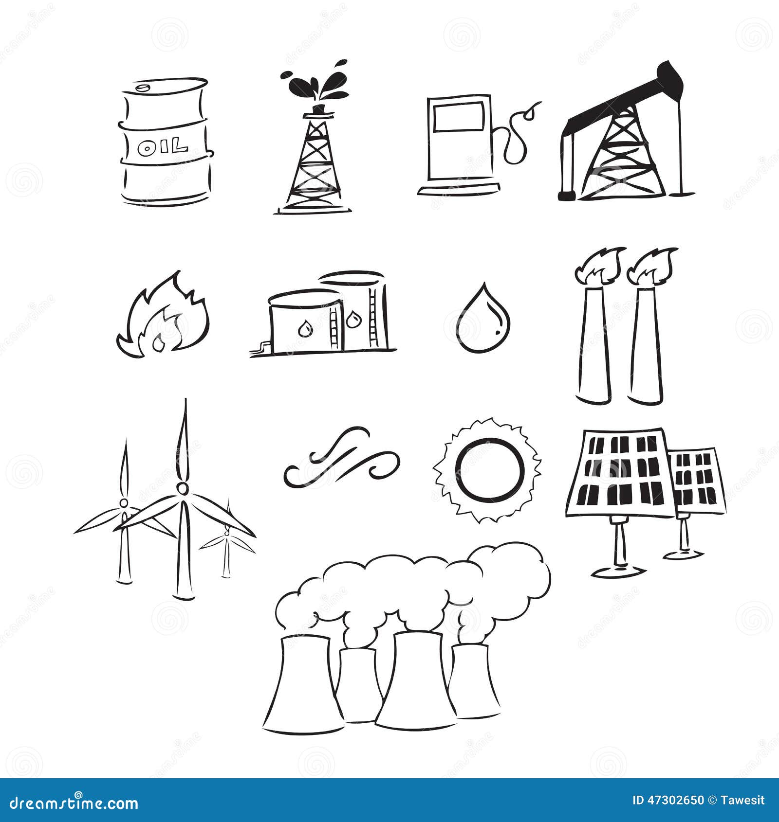 Energy drawing icons stock vector. Illustration of sign - 47302650