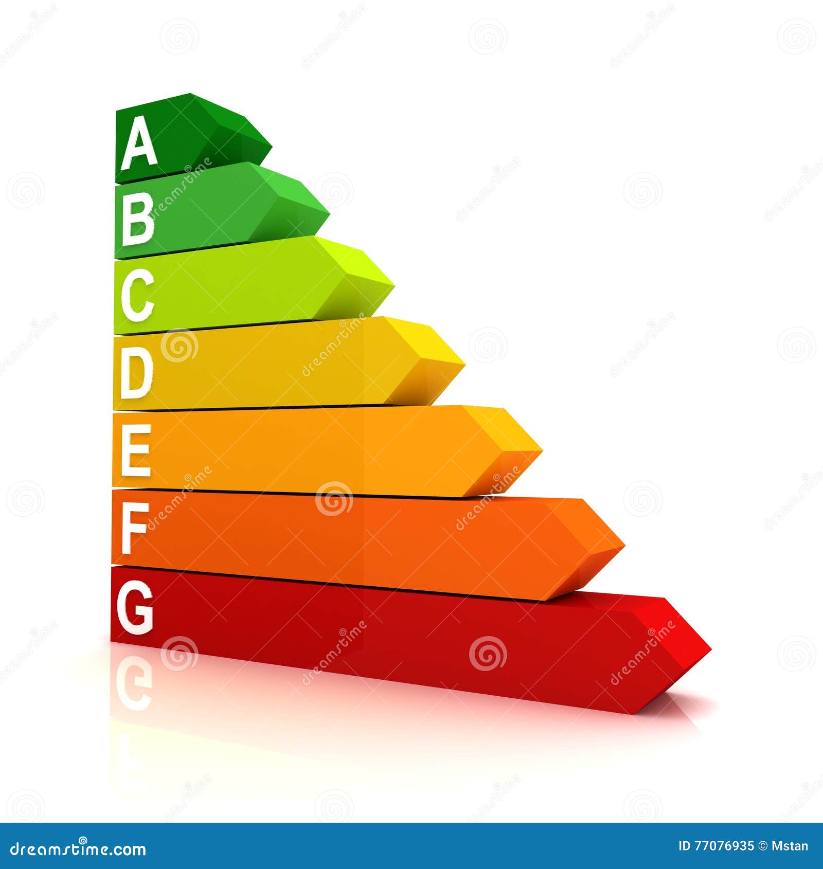 Energy Efficiency Bar Chart Concept 3d Illustration Stock Illustration ...