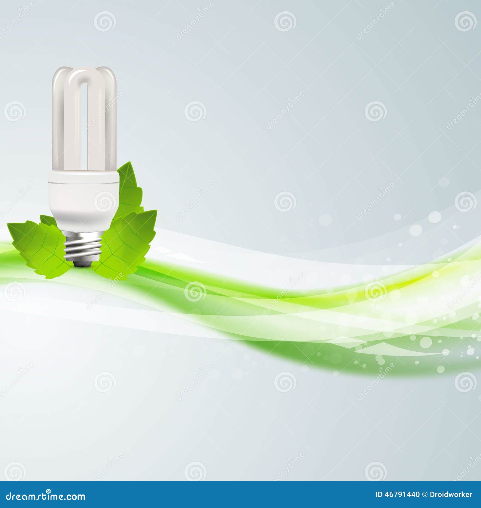 Energy Efficiency Bulb, on Green Waves, Eco Background. Stock Vector ...