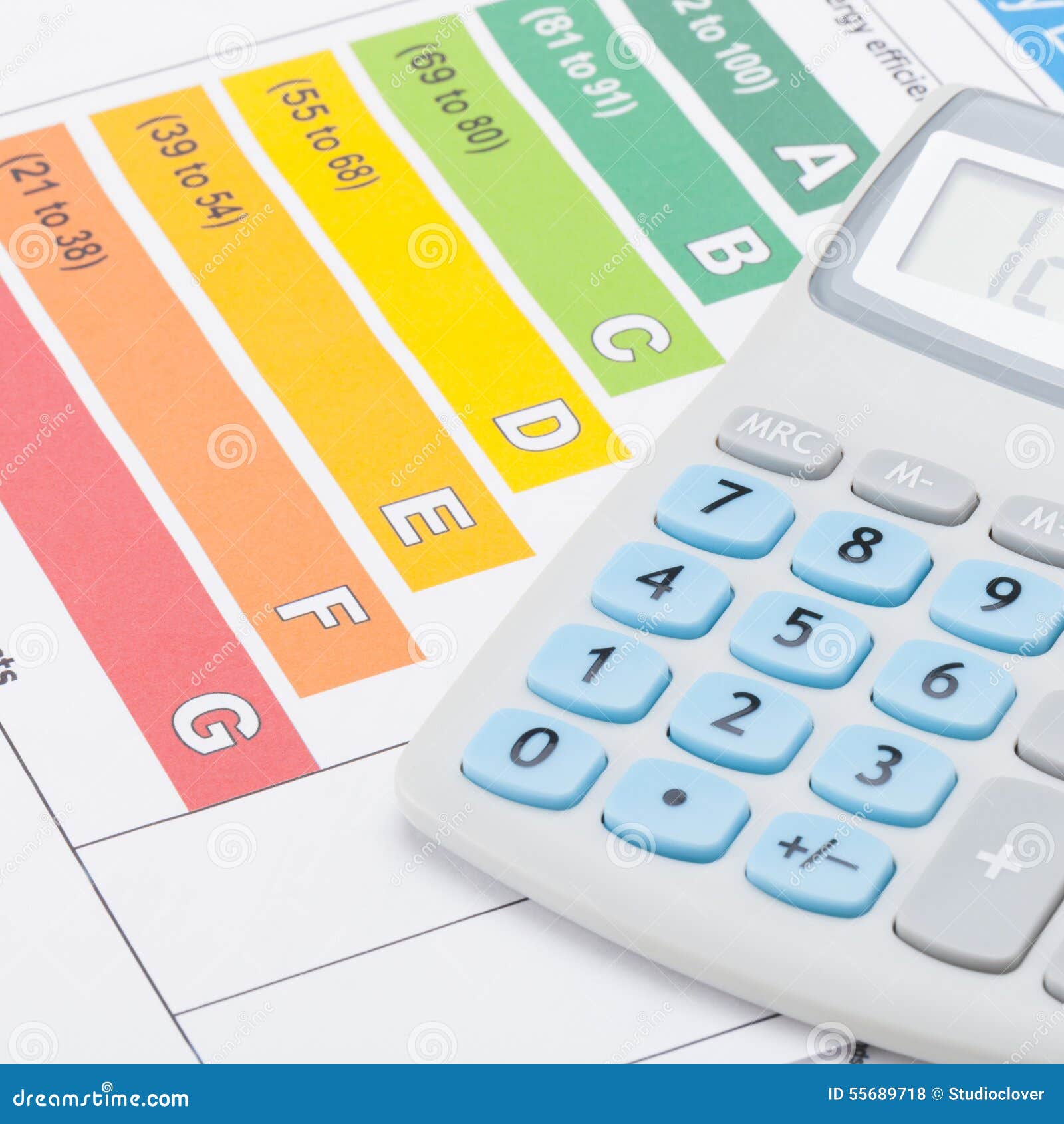 Energy Efficiency Chart and Calculator - Close Up Stock Photo - Image ...