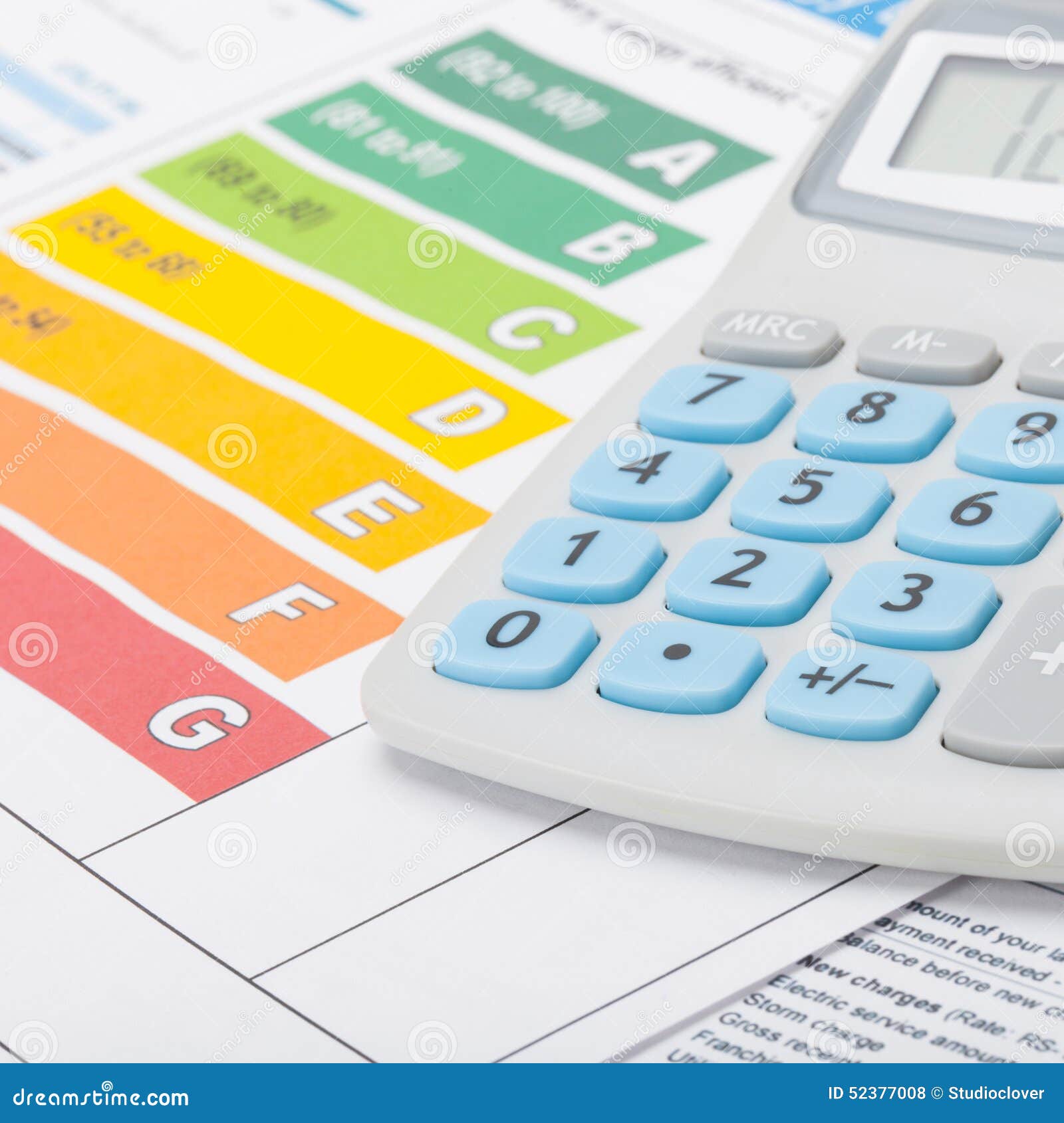 Energy Efficiency Chart and Calculator - Close Up Shot Stock Photo ...