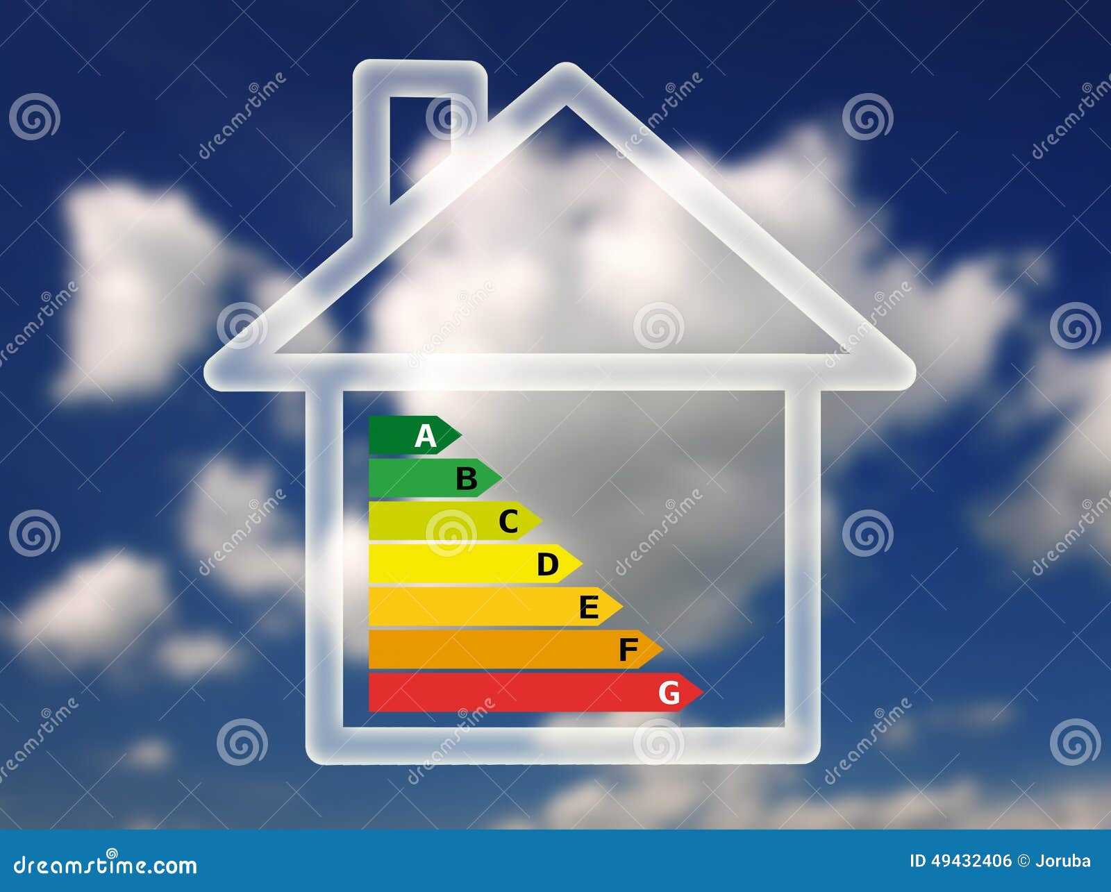 Energy Efficiency Chart in House Against Sky Background Stock ...