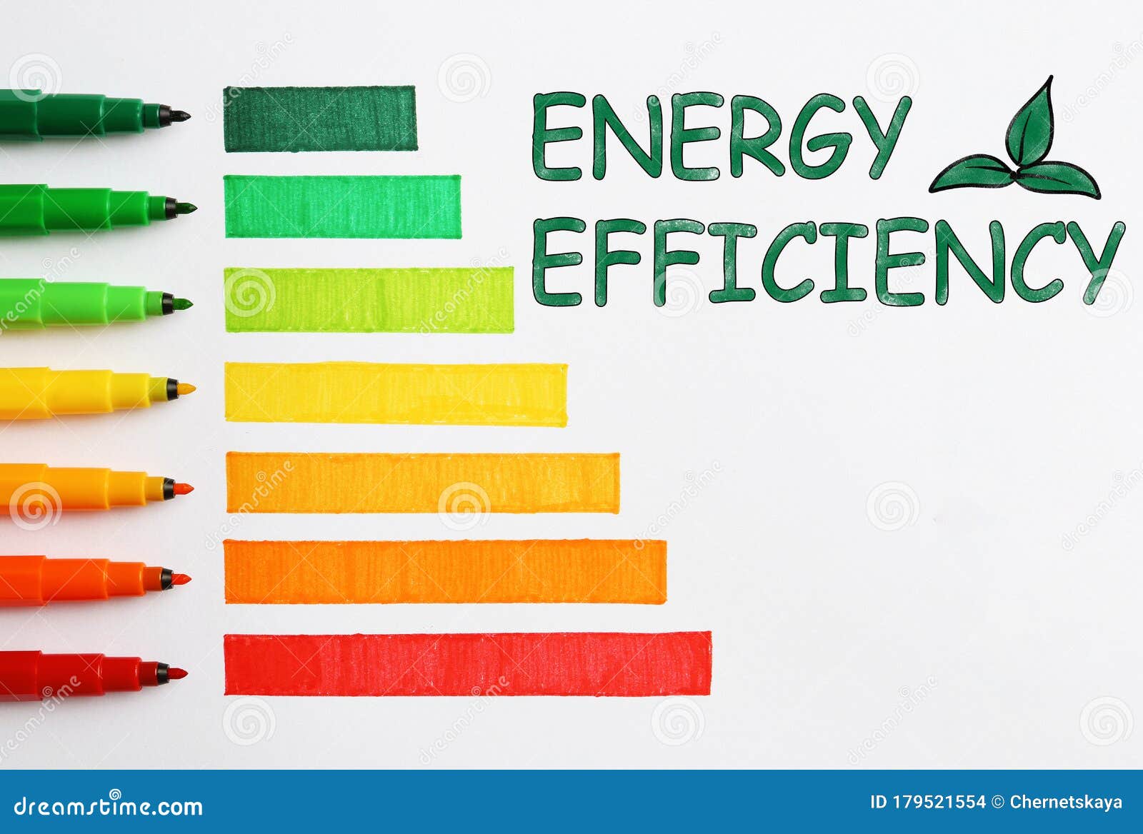 Energy Efficiency Concept. Colorful Markers on Background, Flat Lay ...