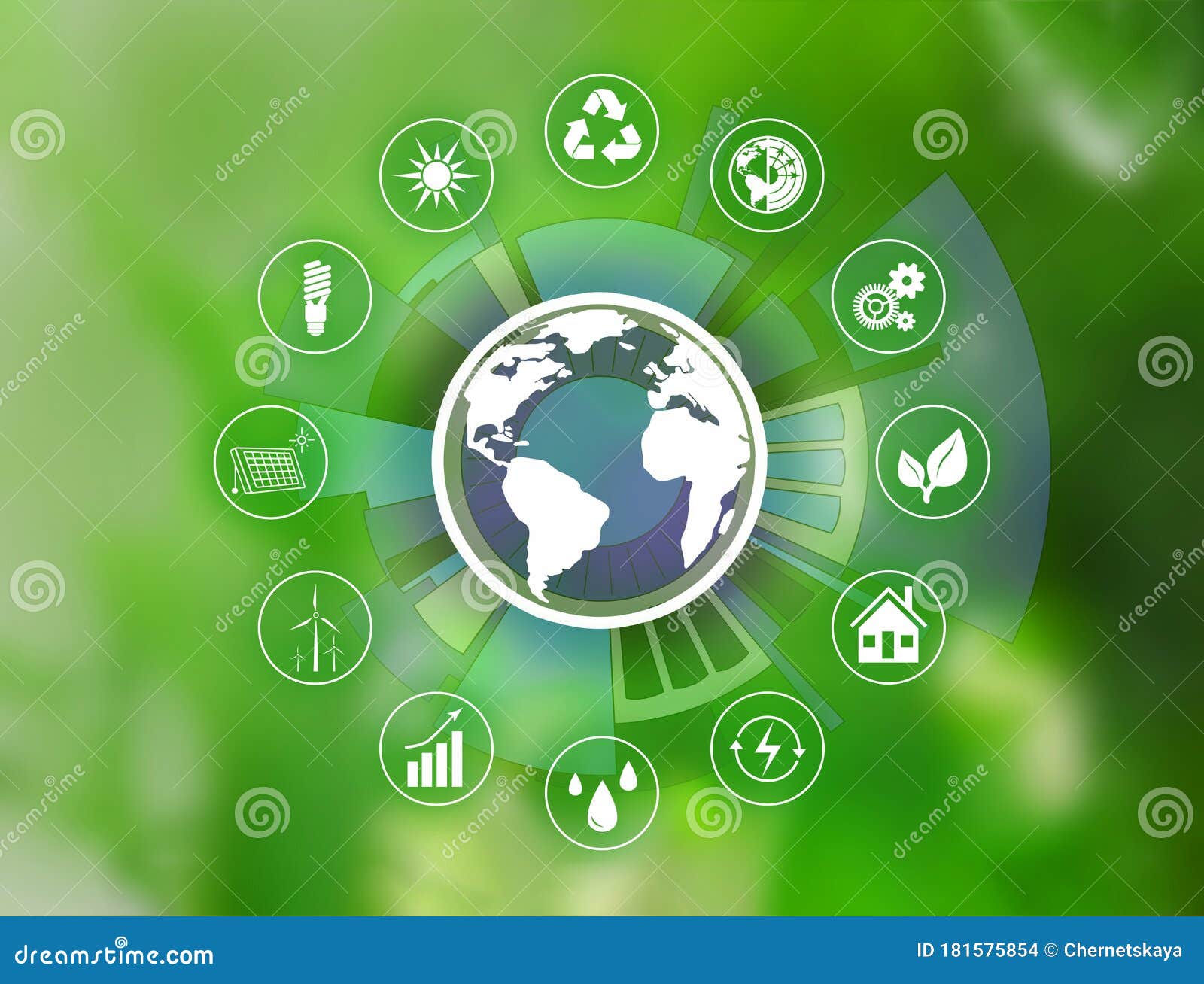 Energy Efficiency Concept. Different Icons on Background Stock Photo ...