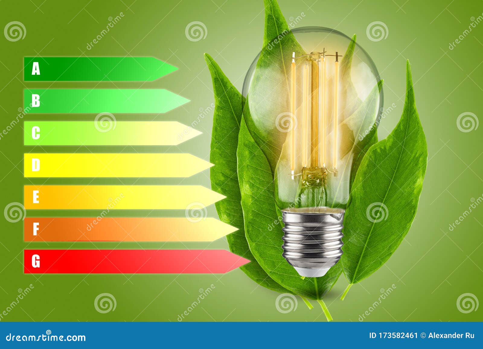 Energy Efficiency Concept of LED Lamps. Decrease in Electricity ...