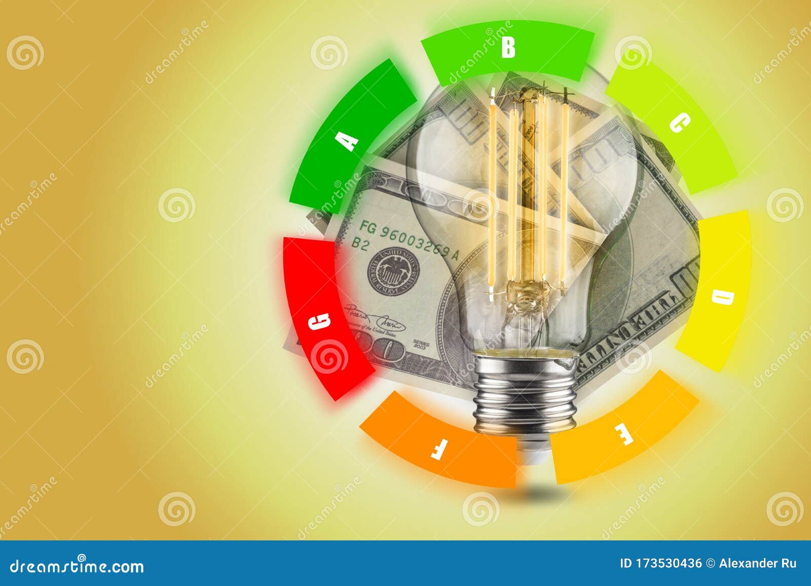 Energy Efficiency Concept of LED Lamps. Decrease in Electricity ...