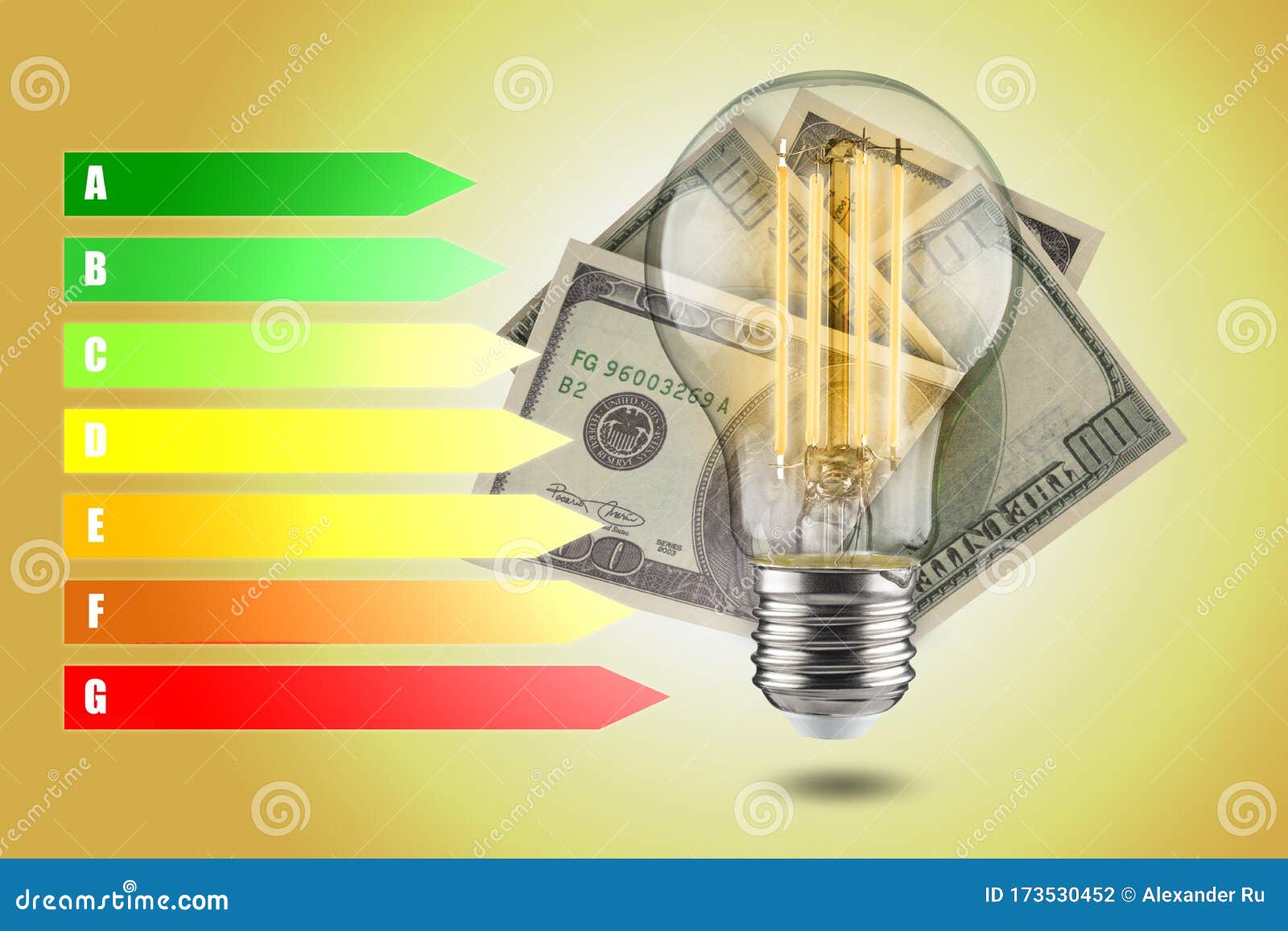 Energy Efficiency Concept of LED Lamps. Decrease in Electricity ...