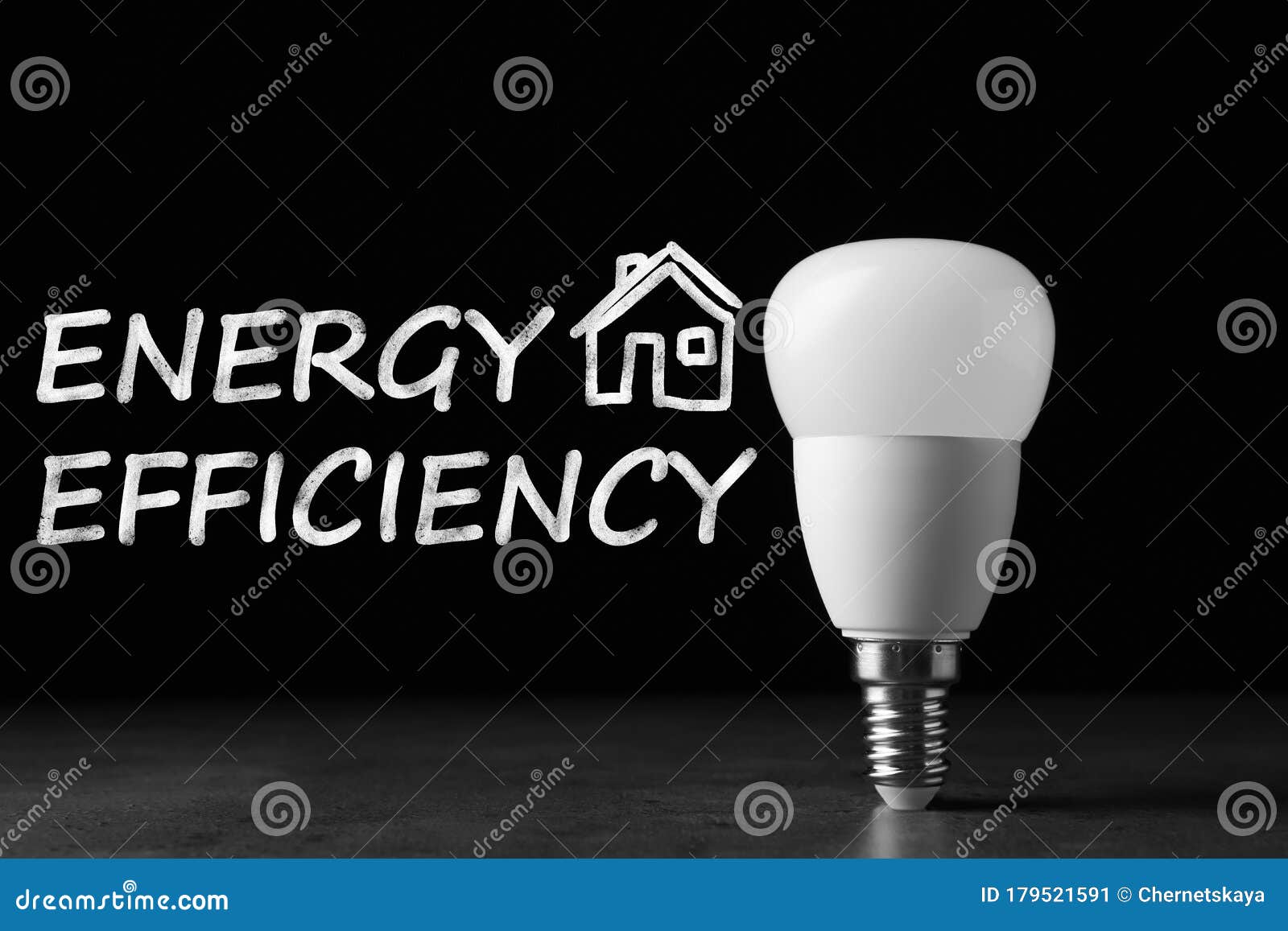 Energy Efficiency . Modern Lamp Bulb on Table Stock Image - Image of ...