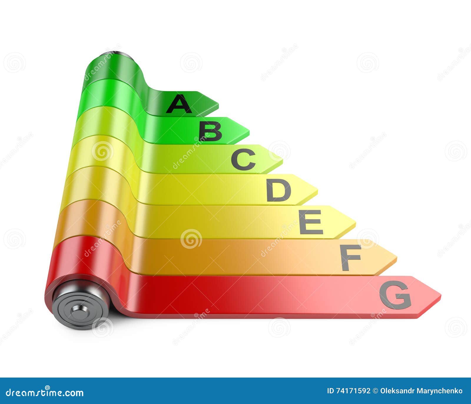 Energy Efficiency Concept with Rating Chart and Battery. Stock ...