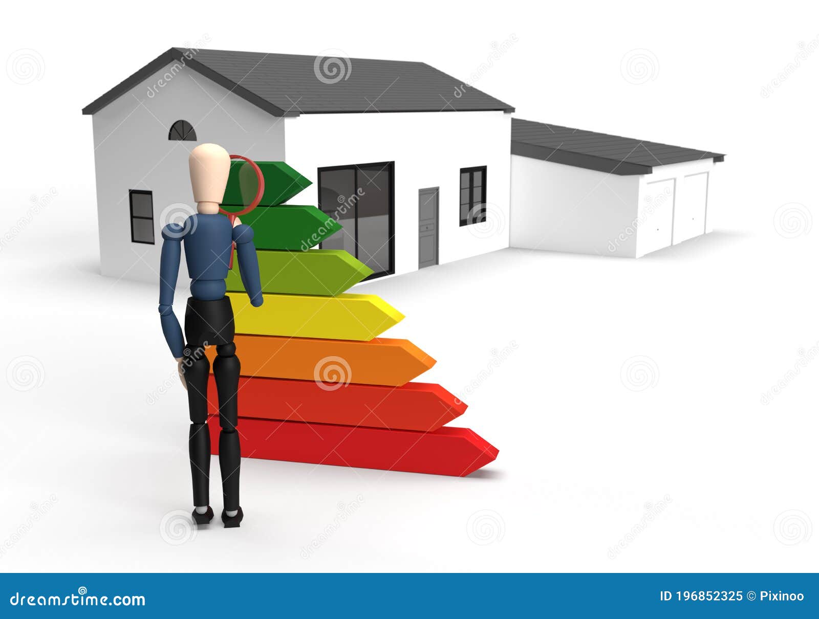Energy Efficiency Concept with Energy Rating Chart and a House in ...