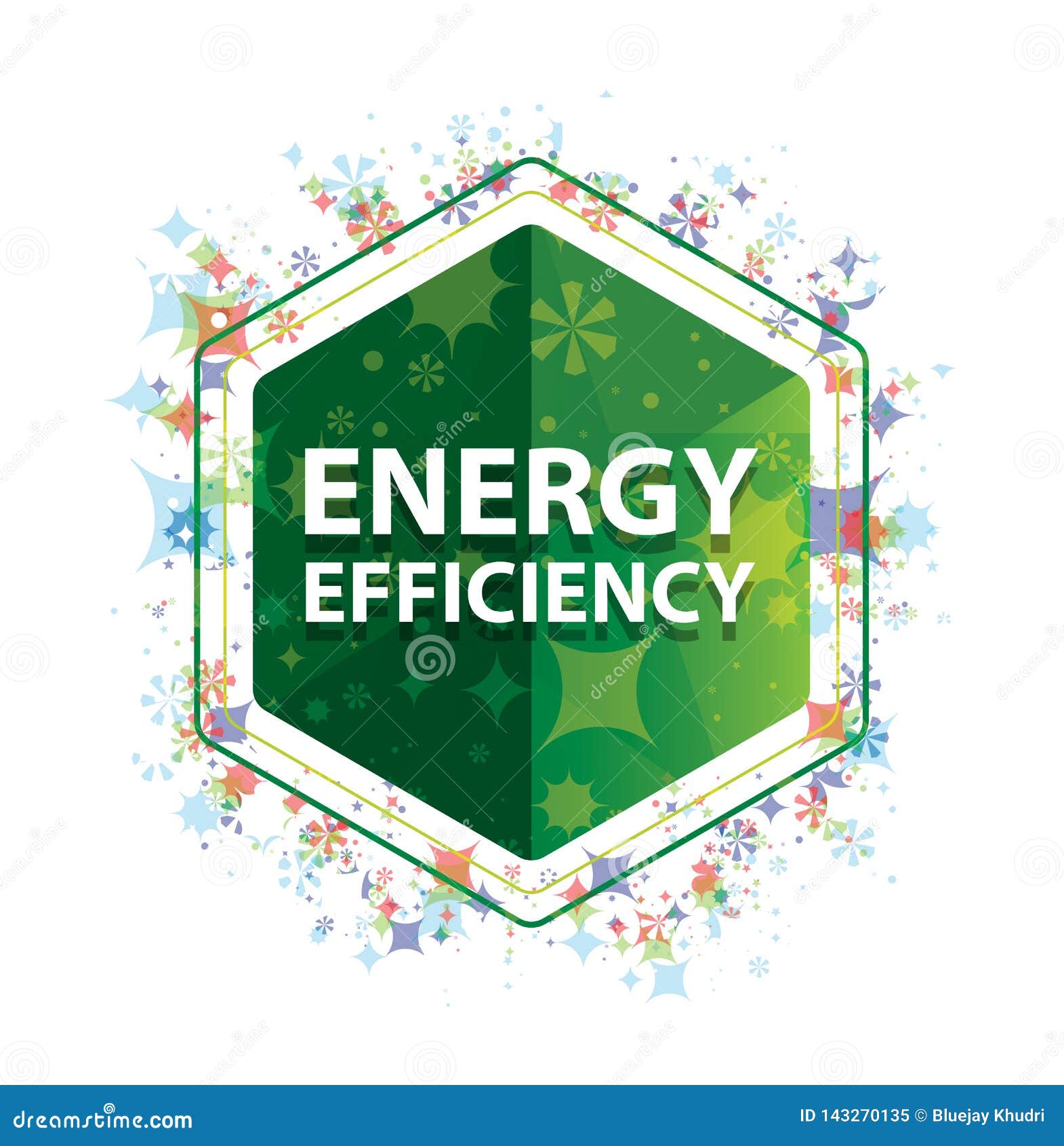Energy Efficiency Floral Plants Pattern Green Hexagon Button Stock ...