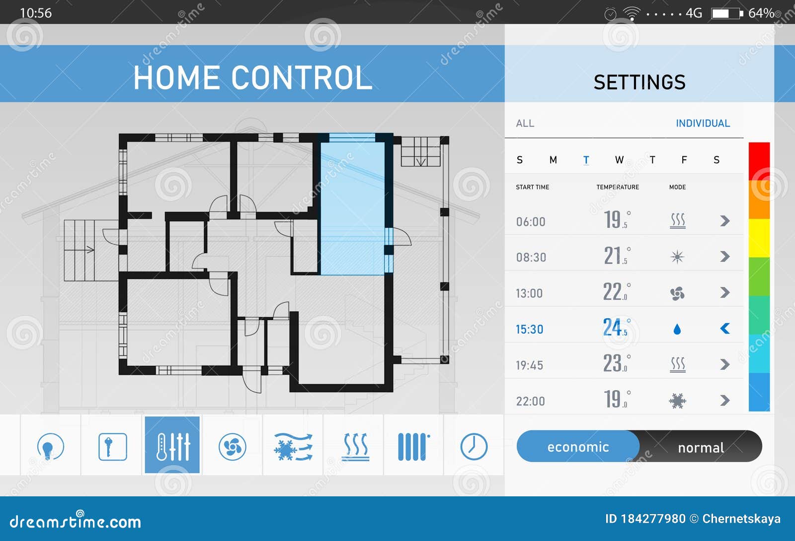 Energy Efficiency Home Control. Application Displaying Different ...