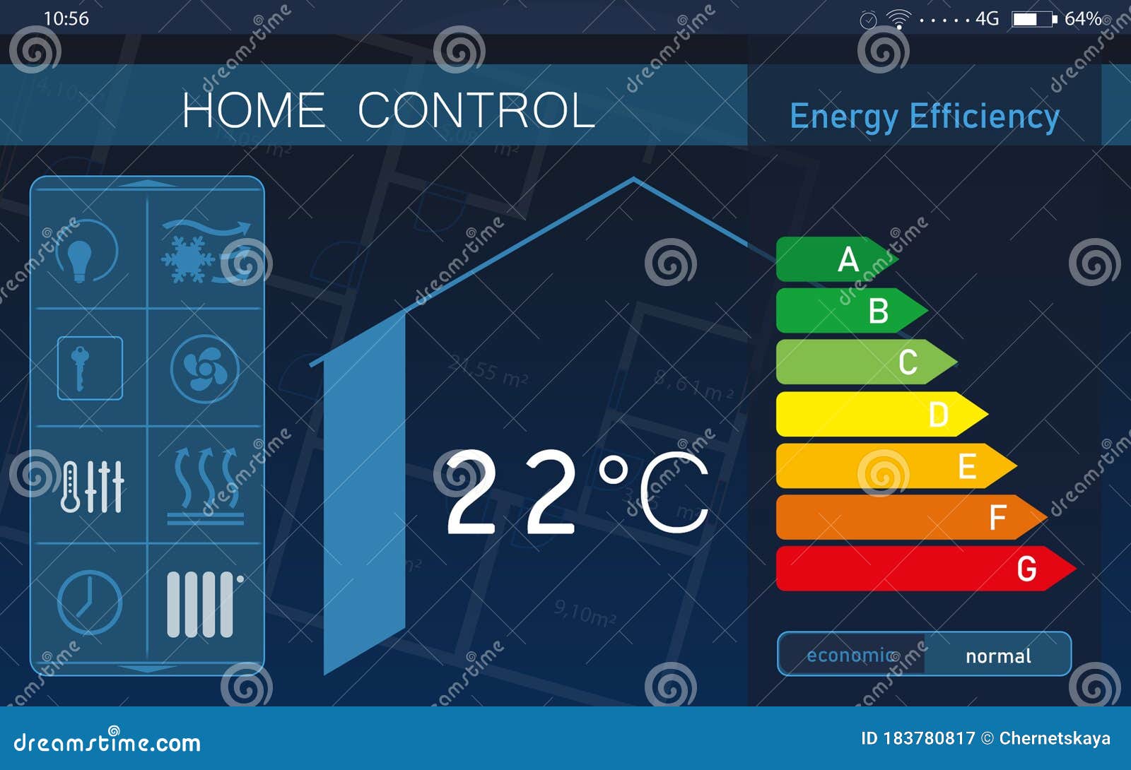 Energy Efficiency Home Control System. Application Displaying ...