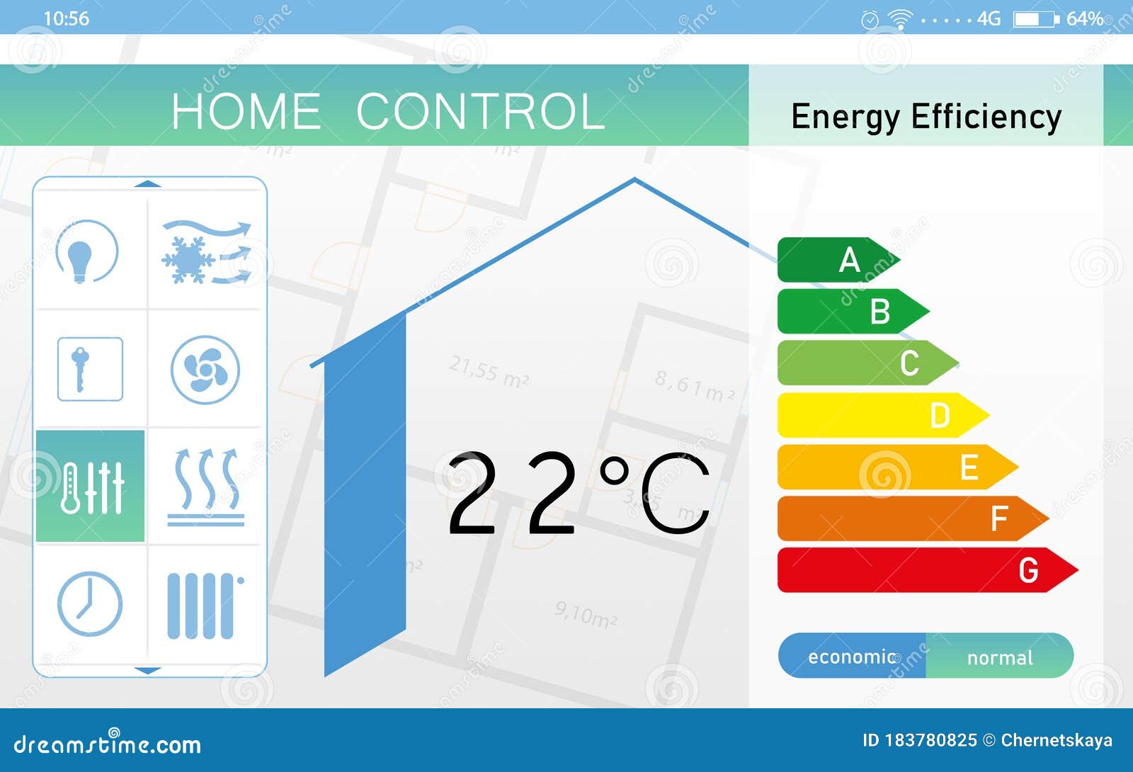 Energy Efficiency Home Control System. Application Displaying ...