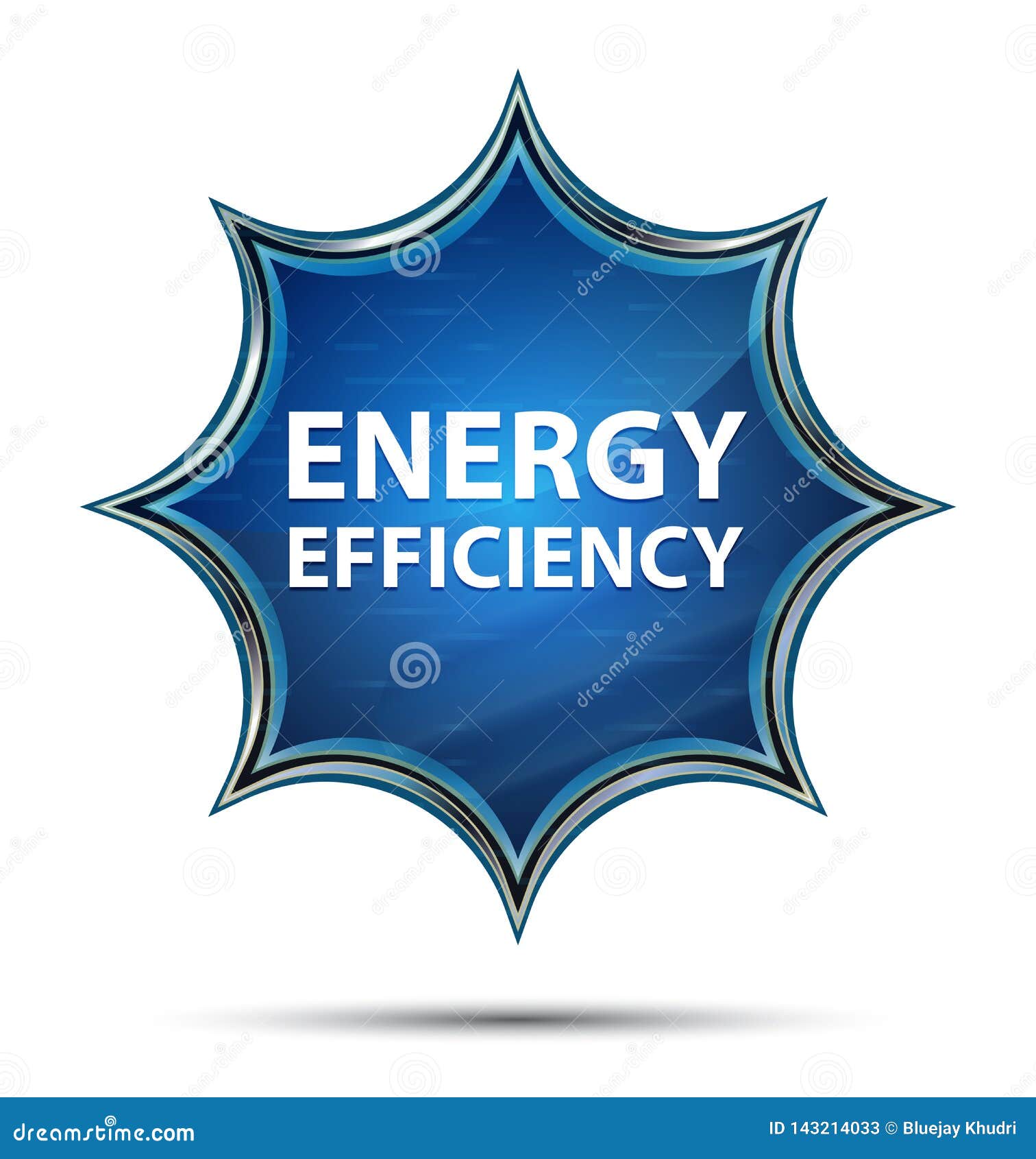 Energy Efficiency Magical Glassy Sunburst Blue Button Stock ...