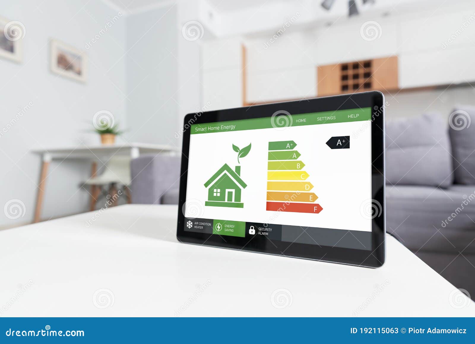 Energy Efficiency Mobile App on Screen, Eco House Stock Image - Image ...