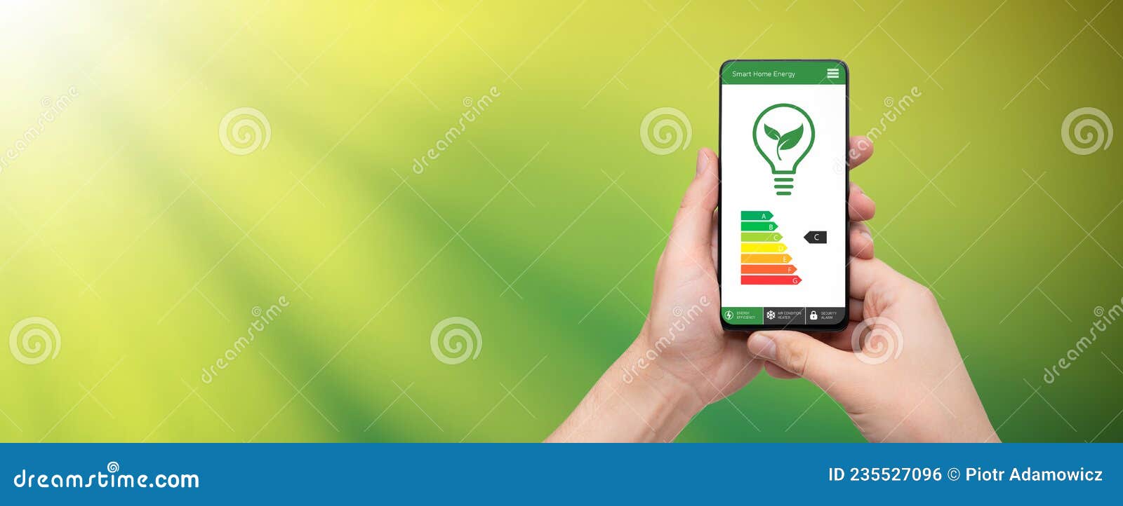 Energy Efficiency Mobile App on Screen, Eco House Stock Photo - Image ...