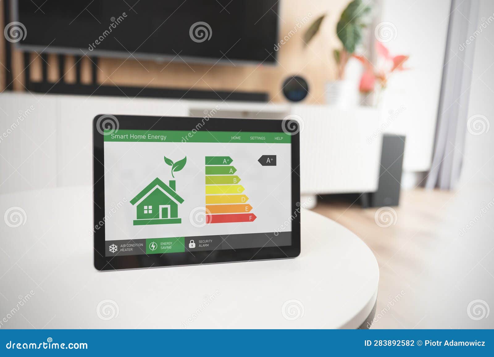 Energy Efficiency Mobile App on Screen, Eco House Stock Photo - Image ...