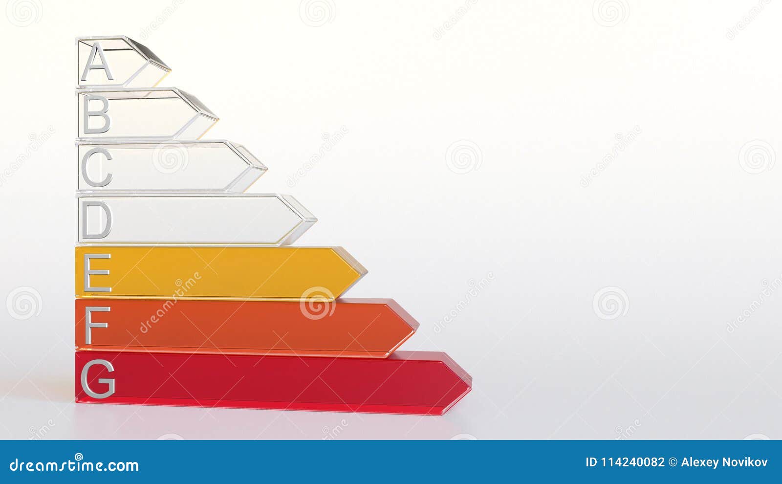Energy Efficiency Ranking or Rating. Class E Chart 3D Rendering Stock ...