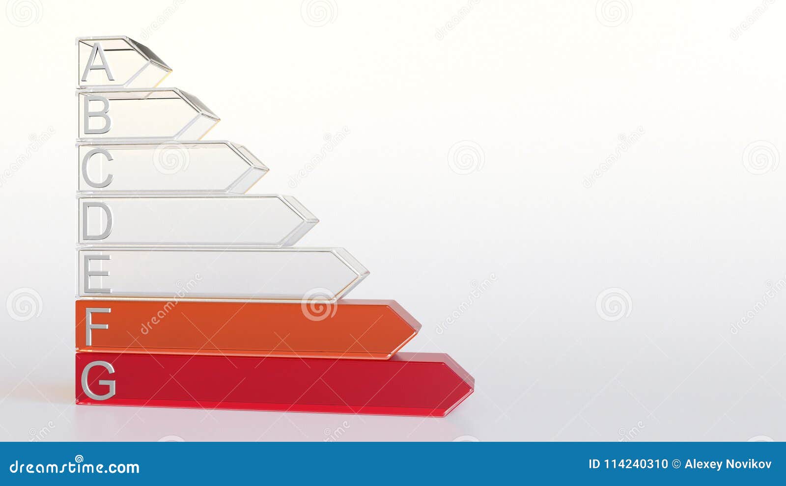 Energy Efficiency Ranking or Rating. Class F Chart 3D Rendering Stock ...
